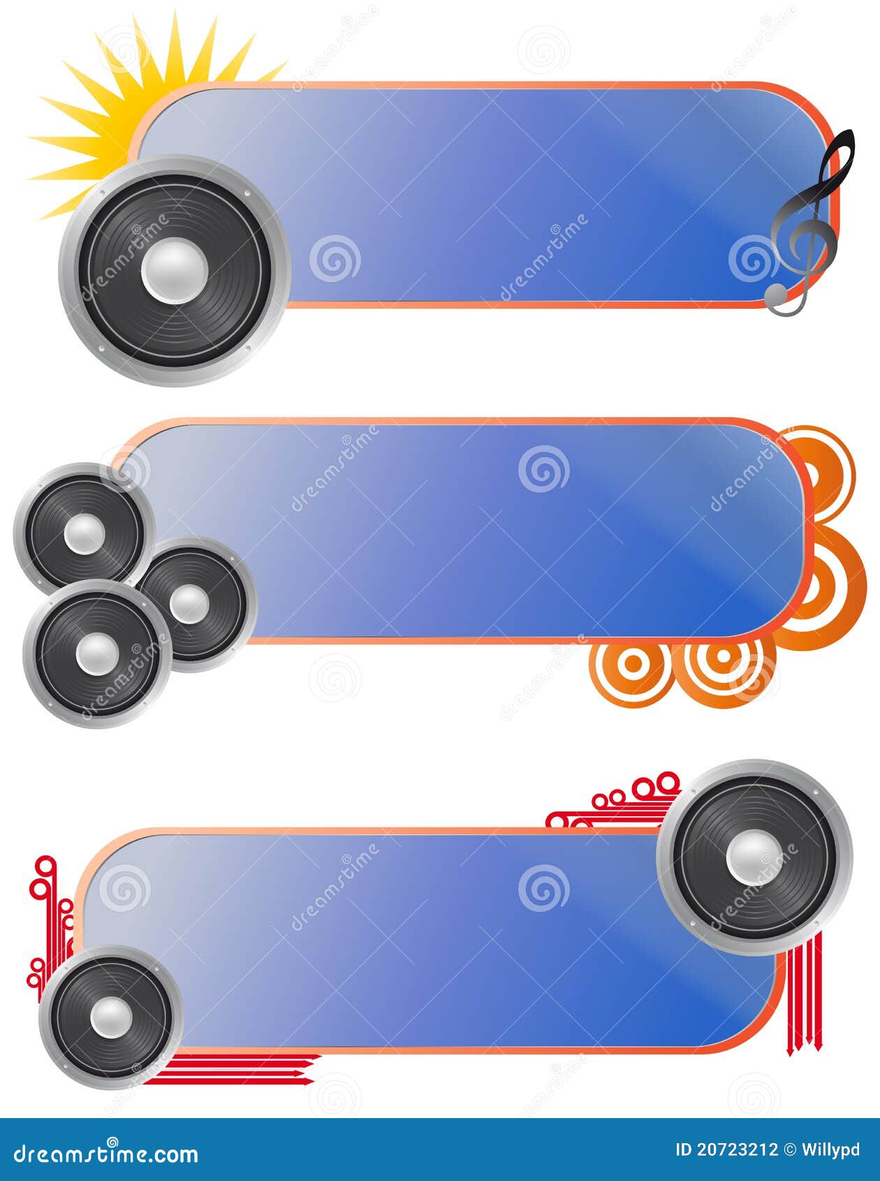 Set Loudspeaker Audio Banner Stock Vector - Illustration of sing ...