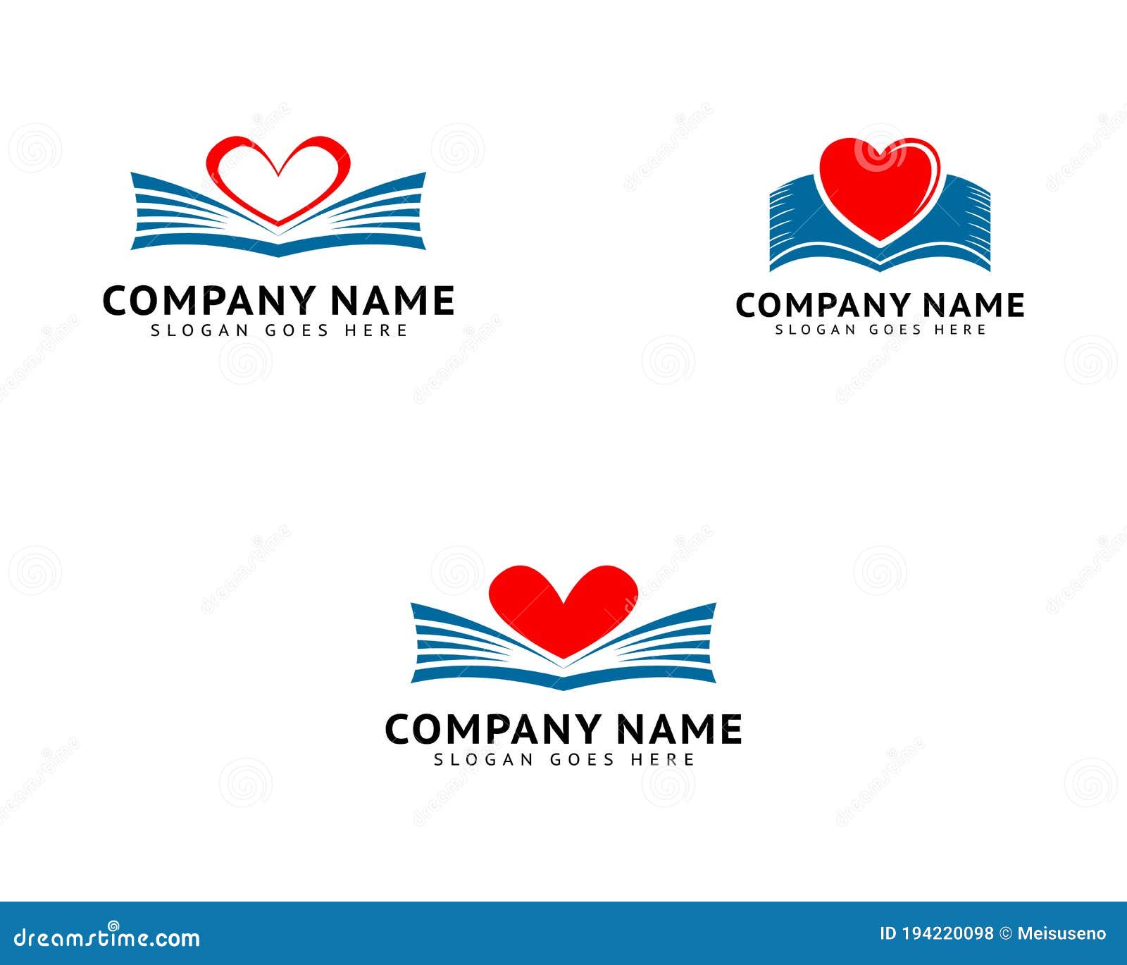 Set of Love Book Logo Template Design Vector Stock Vector ...