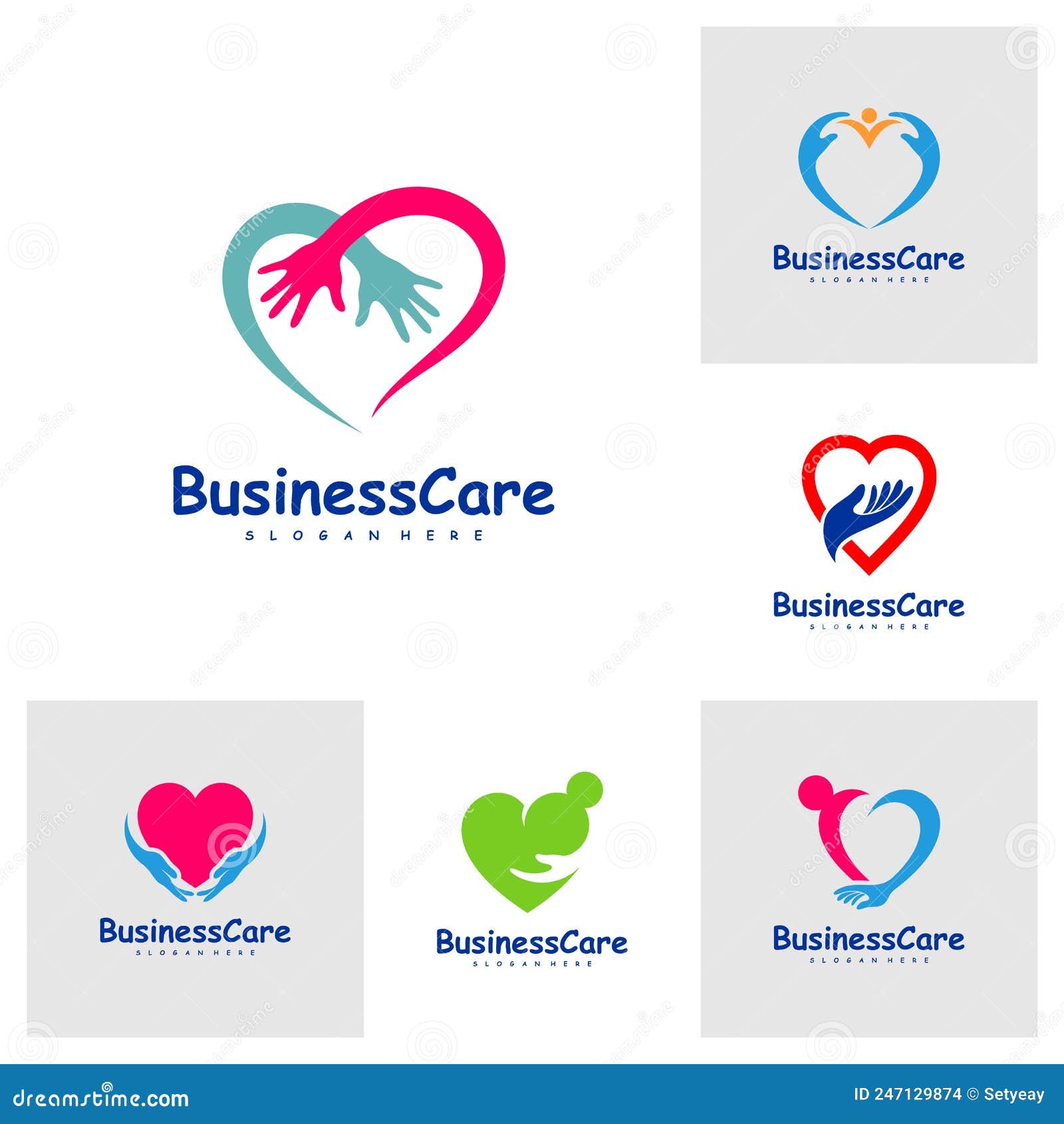Set of Love Care Logo Design Vector. Icon Symbol Stock Illustration ...