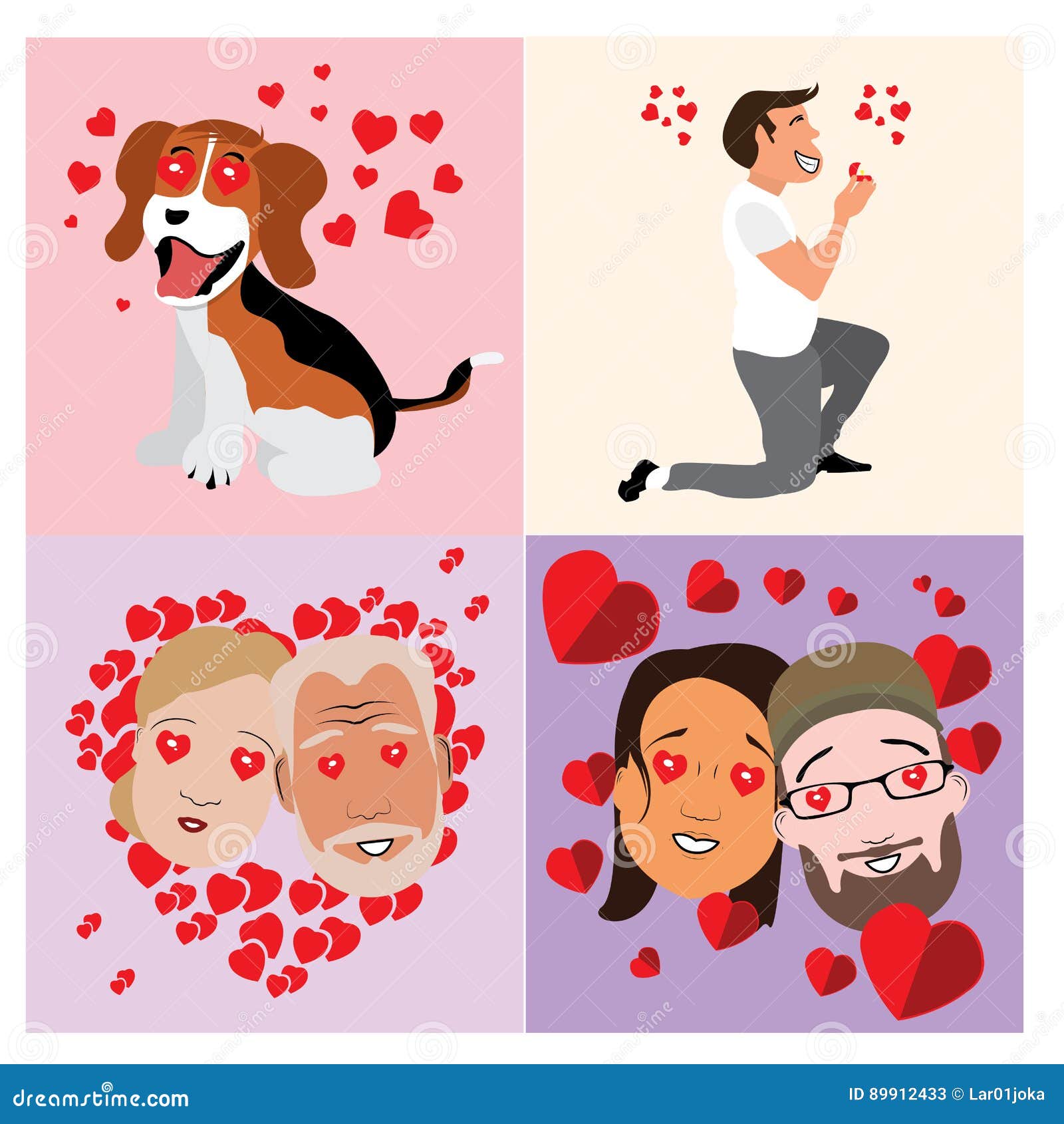 Set of in-love characters stock vector. Illustration of happy - 89912433