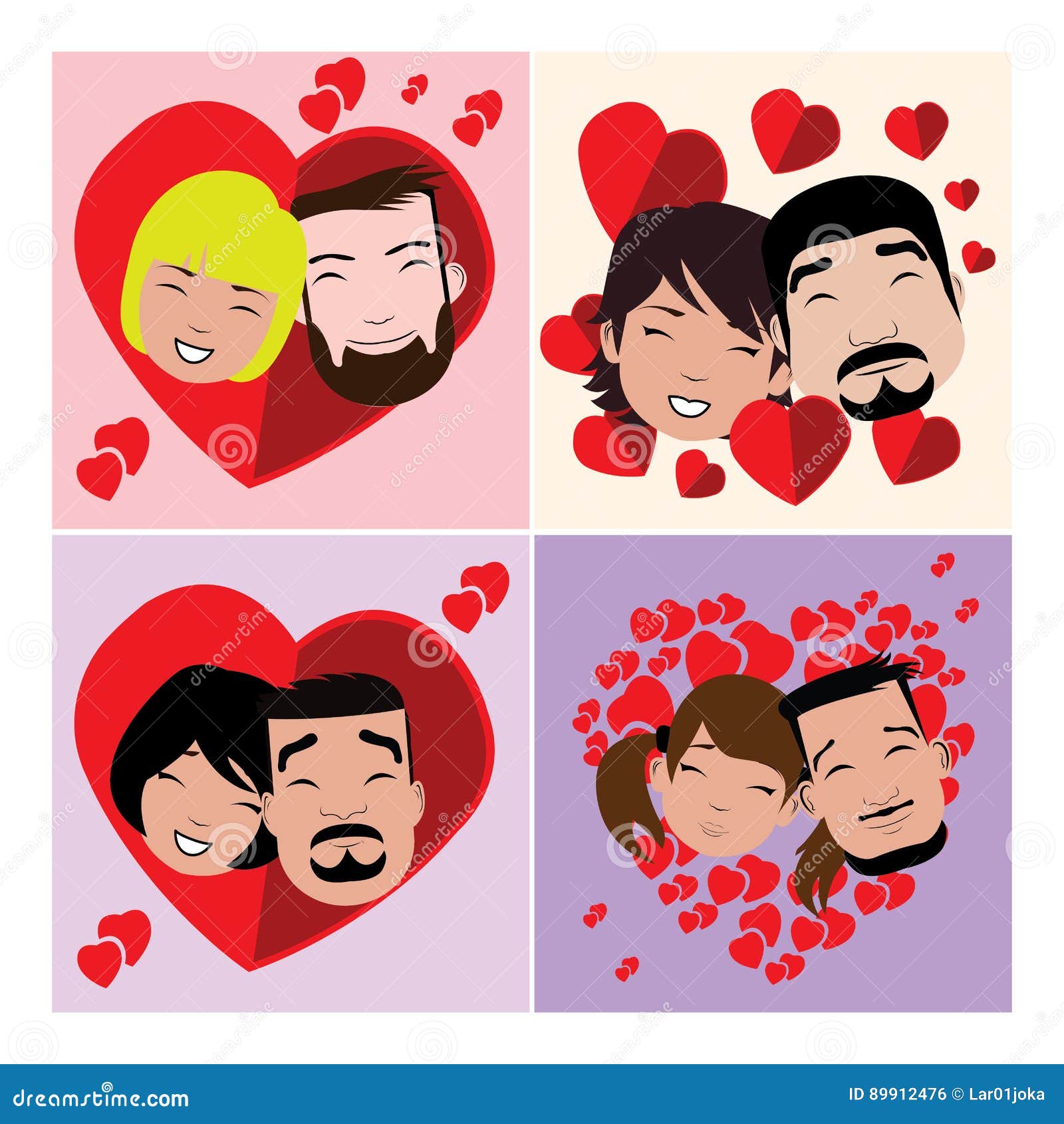 Set of in-love characters stock vector. Illustration of handsome - 89912476