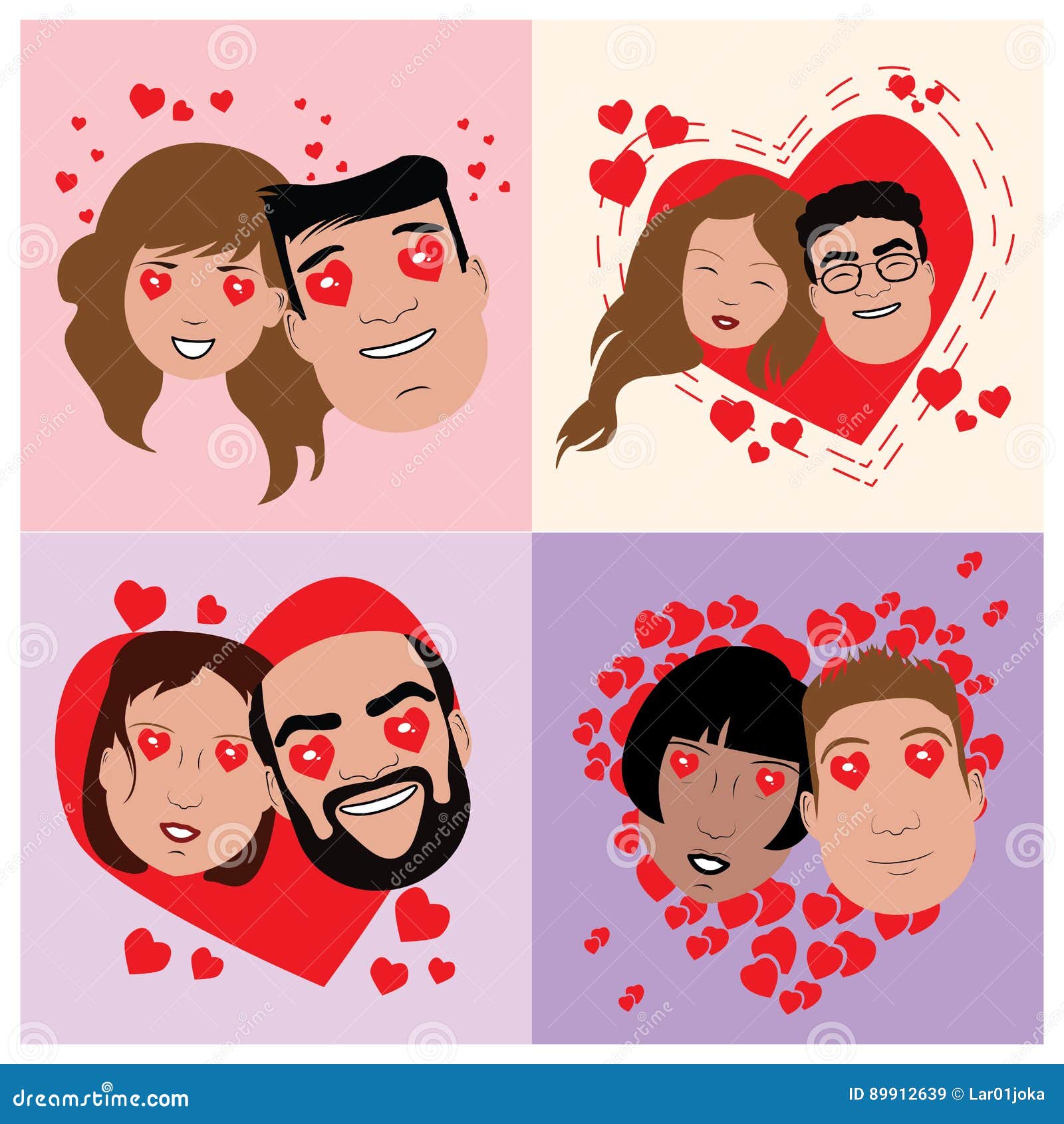 Set of in-love characters stock vector. Illustration of clipart - 89912639