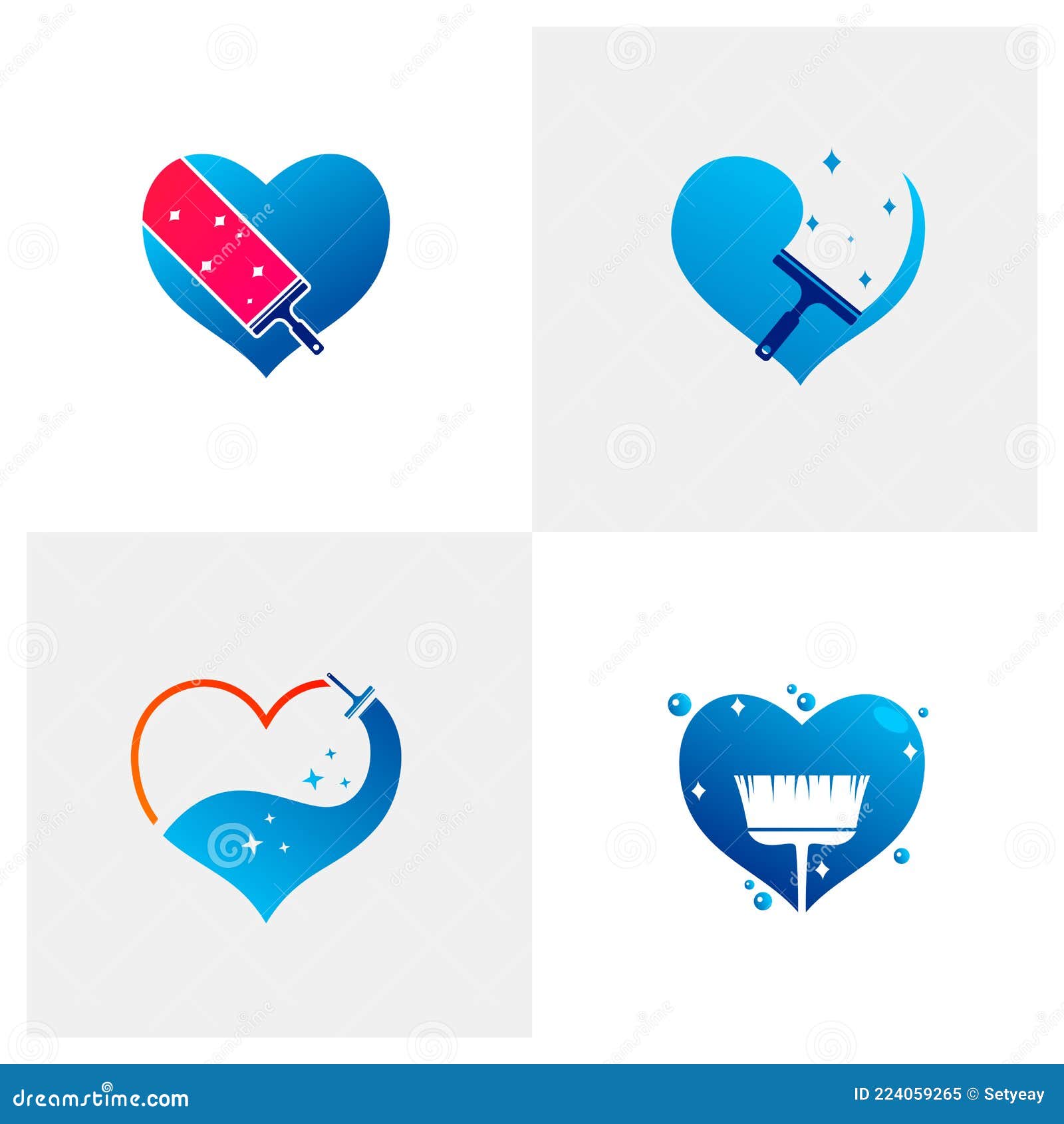 Set of Love Clean Logo Vector Template, Creative Clean Logo Design ...
