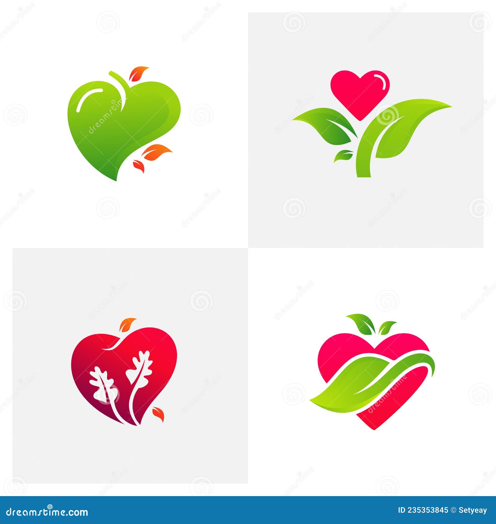 Set of Love Farm Logo Design Vector Template. Farm Logo Concept Stock ...