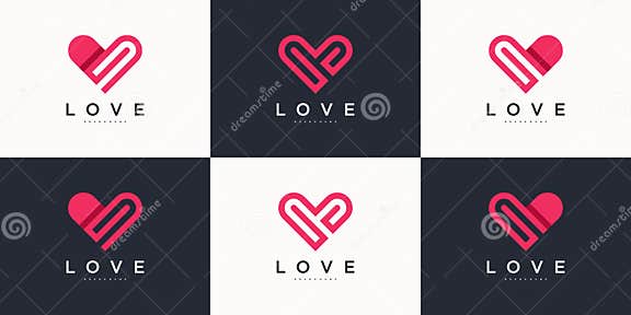 Set of Love Logos with Modern Line Style. Premium Vector Stock ...