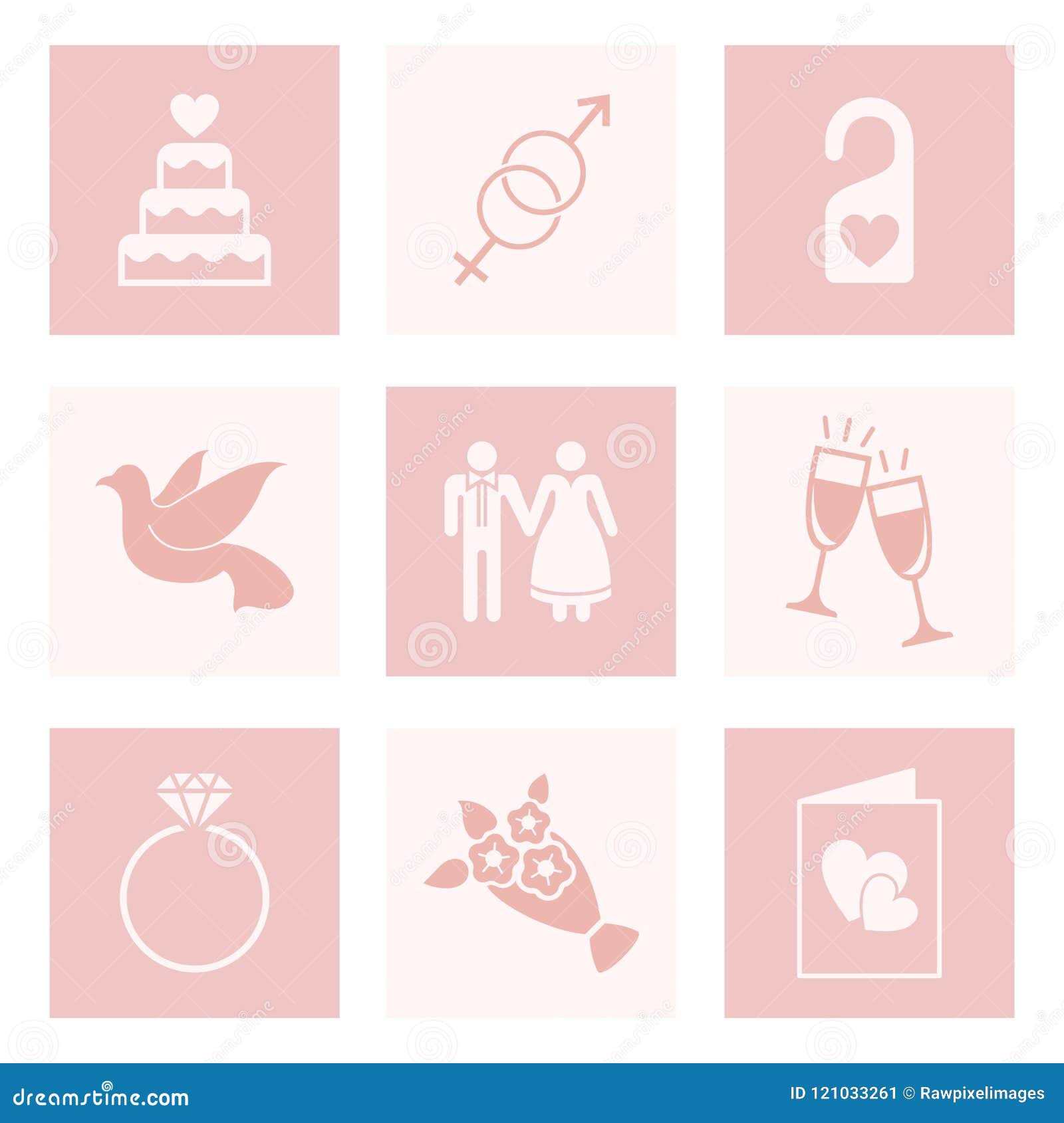 Set of Love and Wedding Vectors Stock Vector - Illustration of ...
