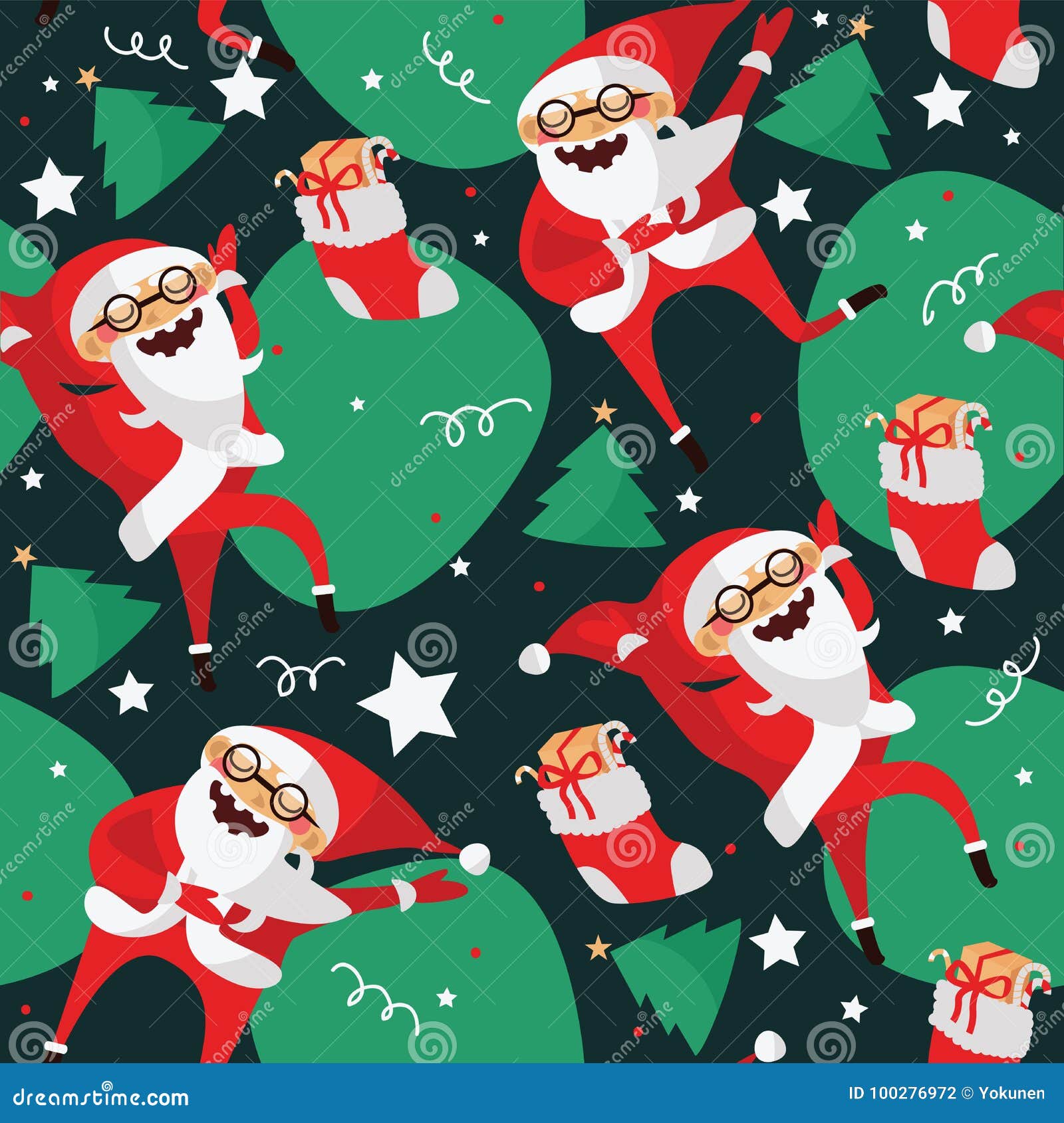 Dancing Santa Claus. Funny Cartoon Santa Claus Dancing And Jumping ...