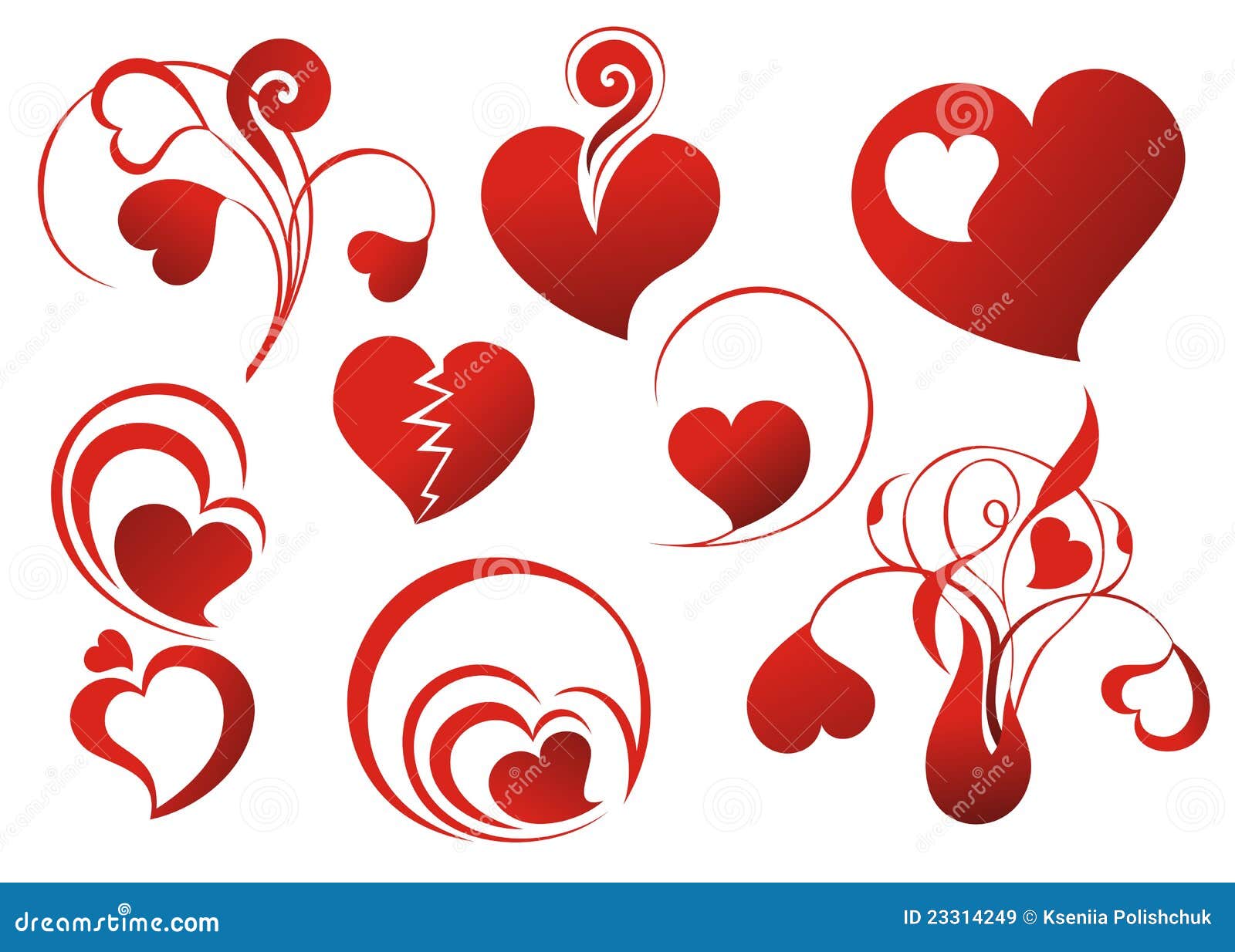 Set of loving hearts stock vector. Illustration of creative - 23314249
