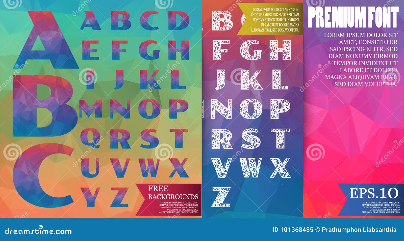 Set of Low Poly Alphabet Vector Design on Abstract Textured Poly Stock ...