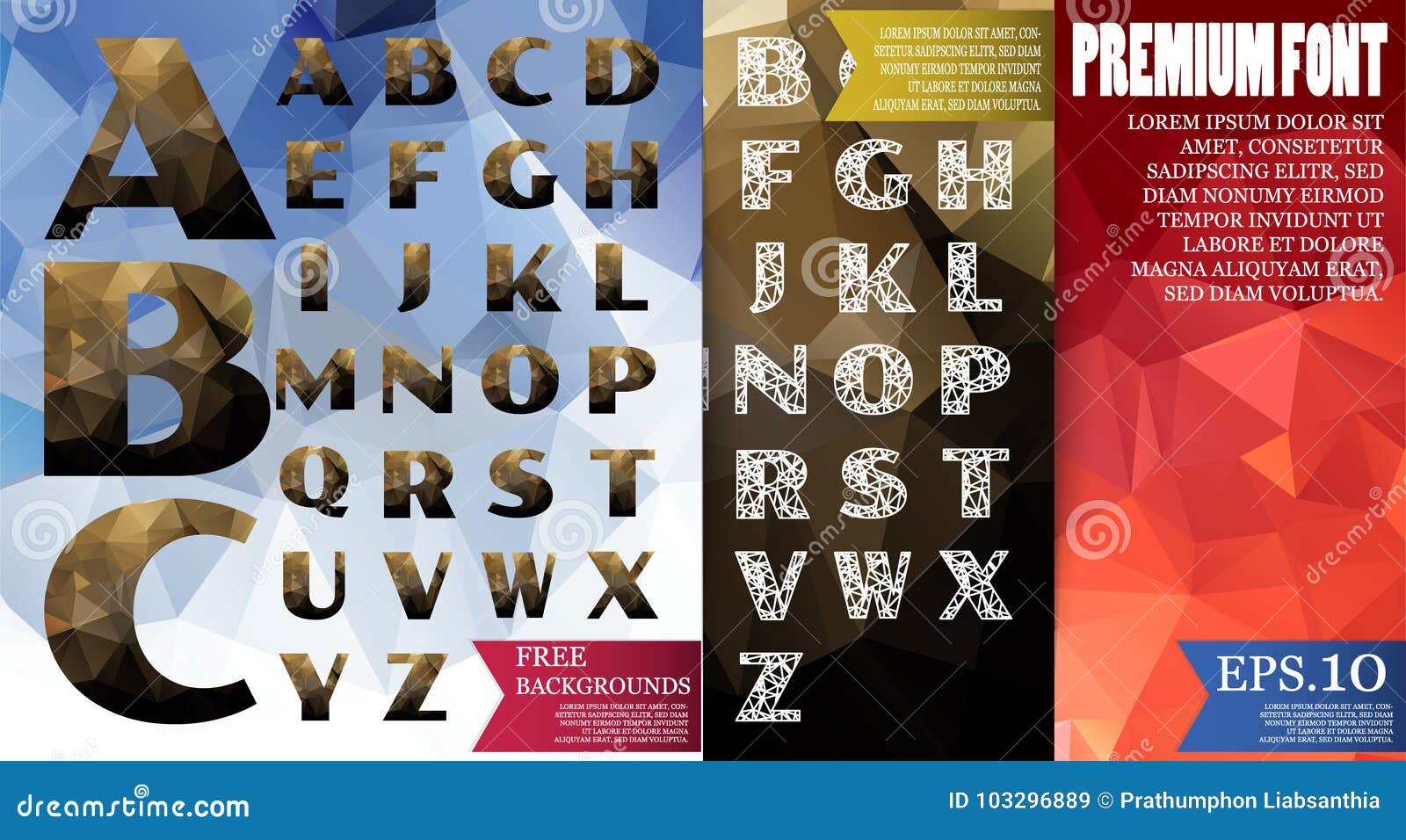 Set of Low Poly Alphabet Vector Design on Abstract Textured Poly Stock ...