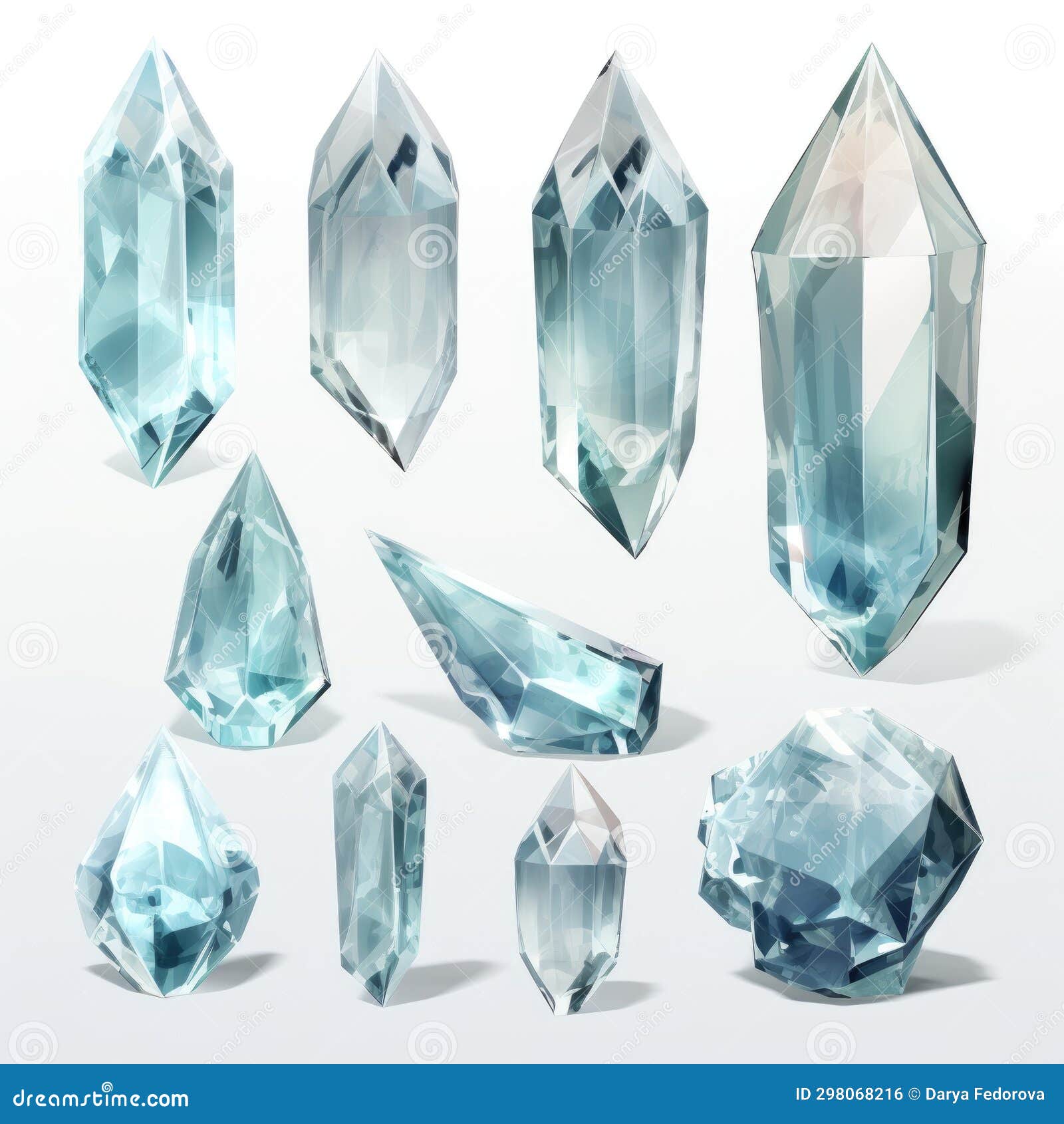 Set of Low Poly Crystals on White Background. Stock Photo - Image of ...