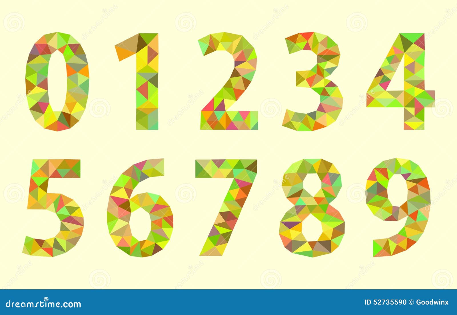 Set Low Poly Digits Numbers with a Green Tint Stock Vector ...