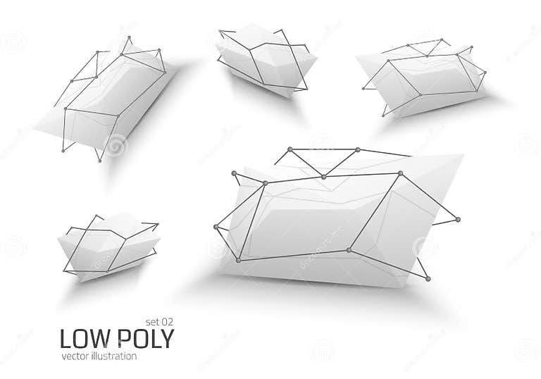Set of Low Poly Geometry Design Element. Vector Background. Stock ...