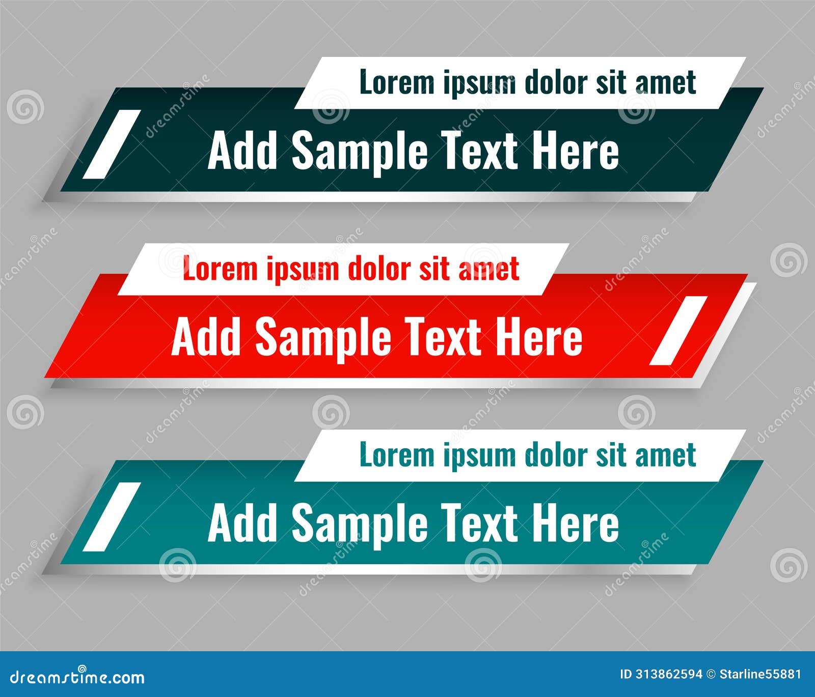 Set of Lower Third Template in Three Colors Stock Vector - Illustration ...