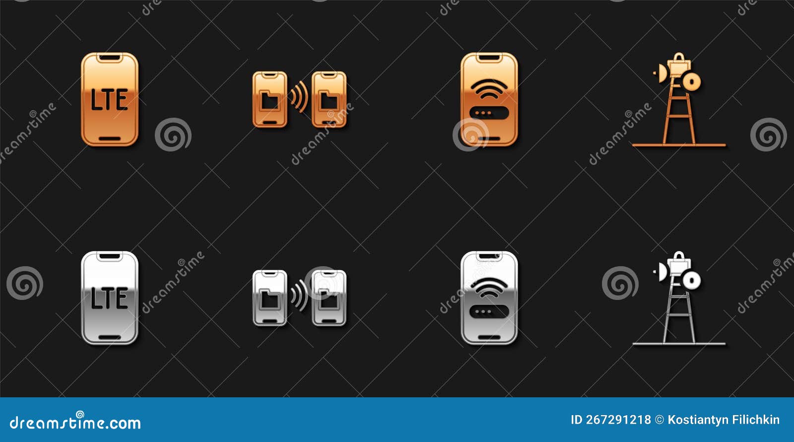 Set LTE Network, Data Transfer and Storage, Mobile with Wi-fi Wireless ...