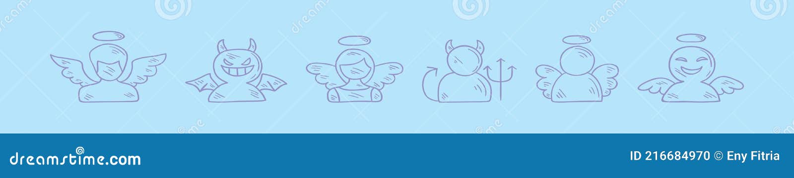 Set of Lucifer Cartoon Icon Design Template with Various Models. Vector ...
