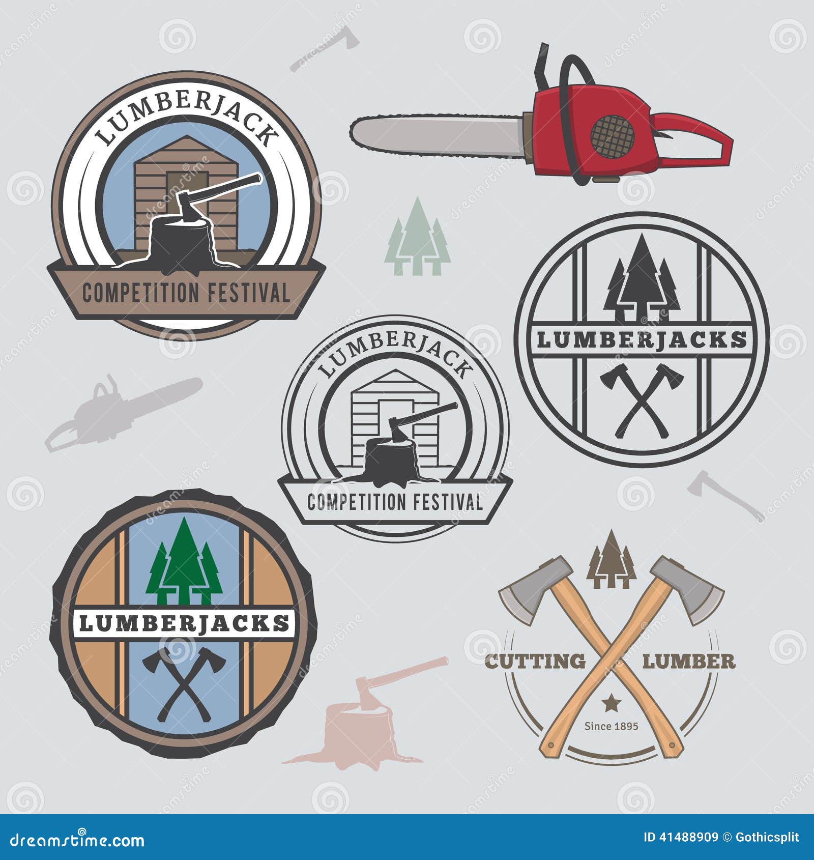 Set of Lumberjack Design Elements Stock Vector - Illustration of design ...
