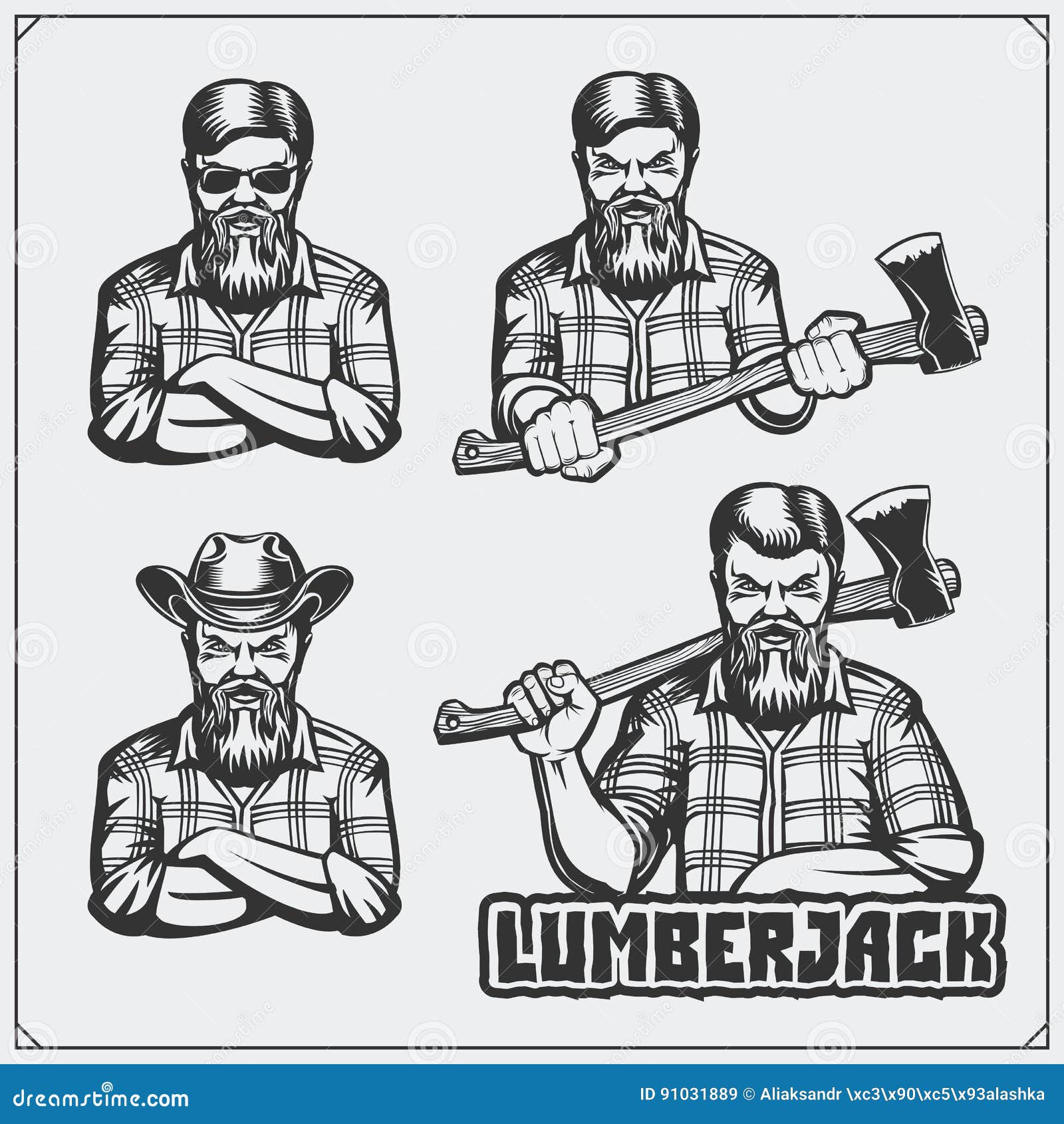 Set Of Lumberjack Labels And Emblems. Vector Illustration ...