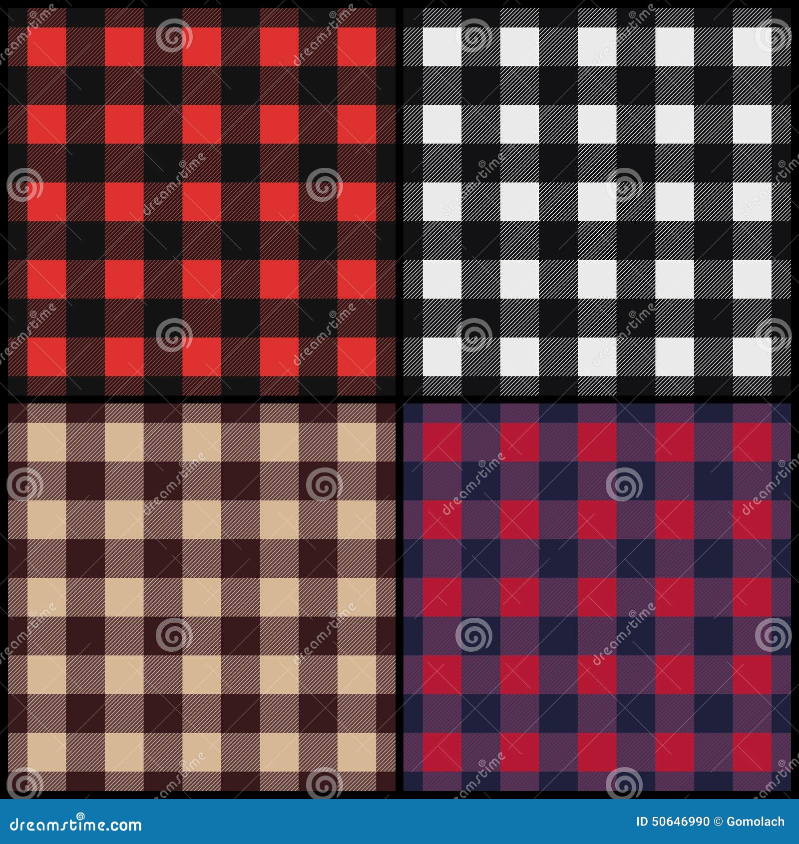 Set of Lumberjack Plaid Seamless Patterns Stock Vector - Illustration ...