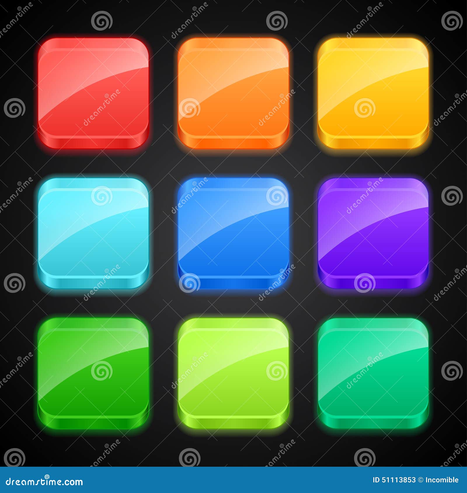 Set of Luminous Color Apps Icons Stock Vector - Illustration of network ...