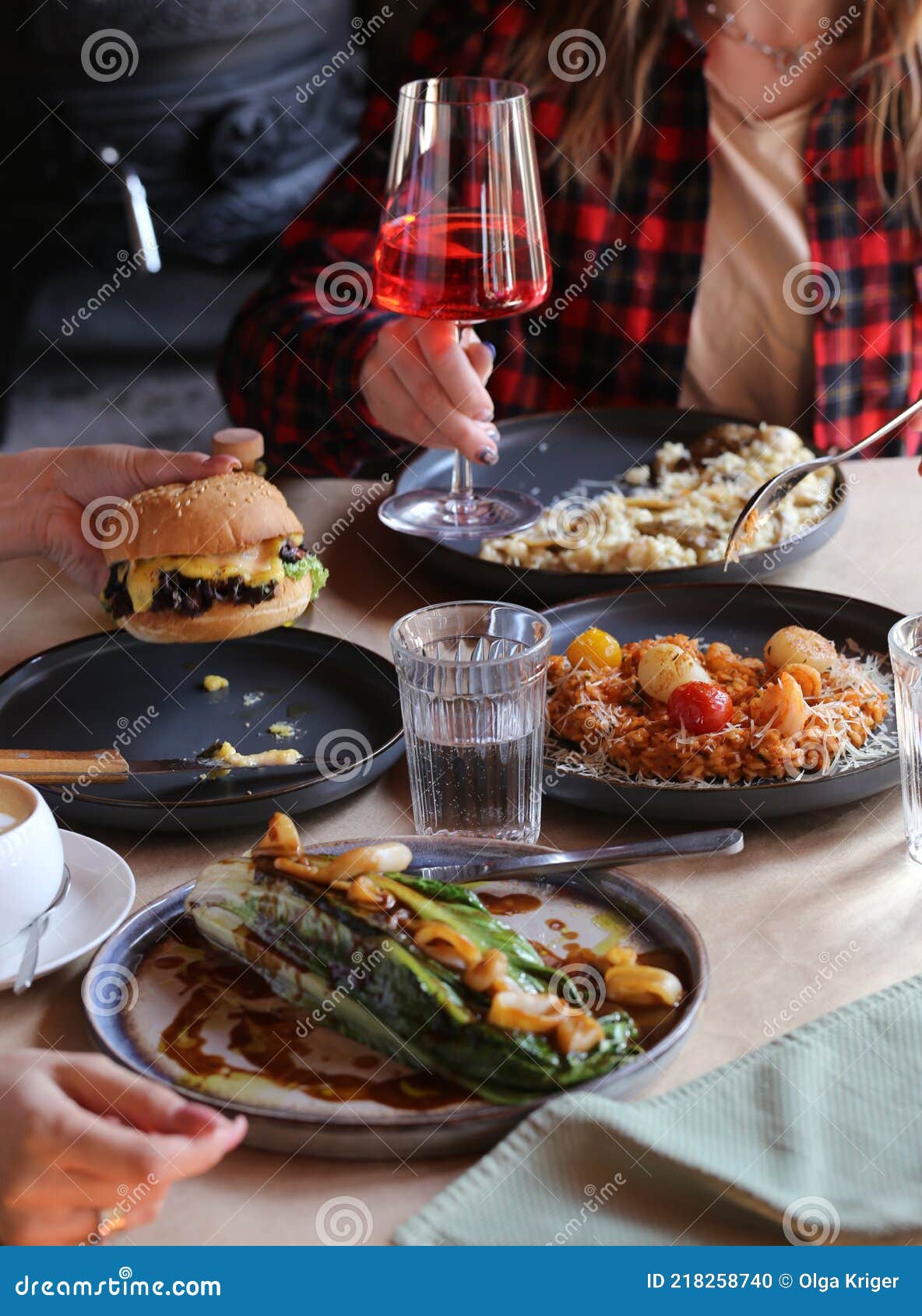 Set lunch table stock photo. Image of steak, home, meat - 218258740
