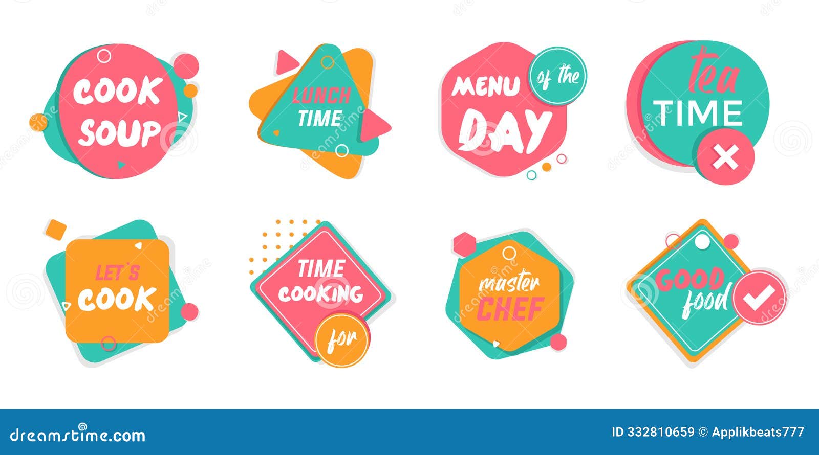 Set of Lunch Time Badges. Time Cooking Stickers Collection Stock Vector ...