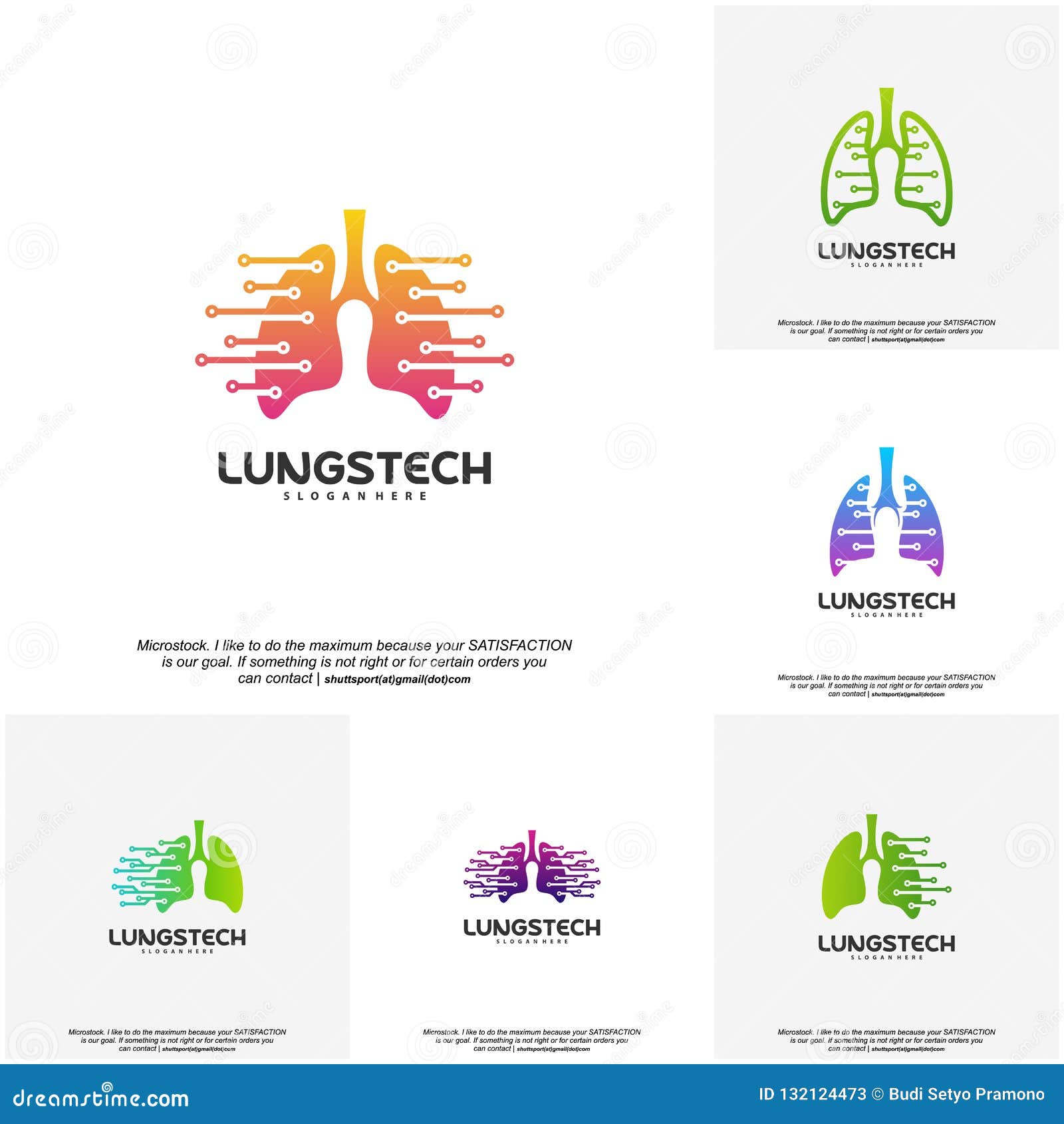 Set Of Lungs Tech Logo Designs Vector, Lungs With Tech Symbol Iconinc ...
