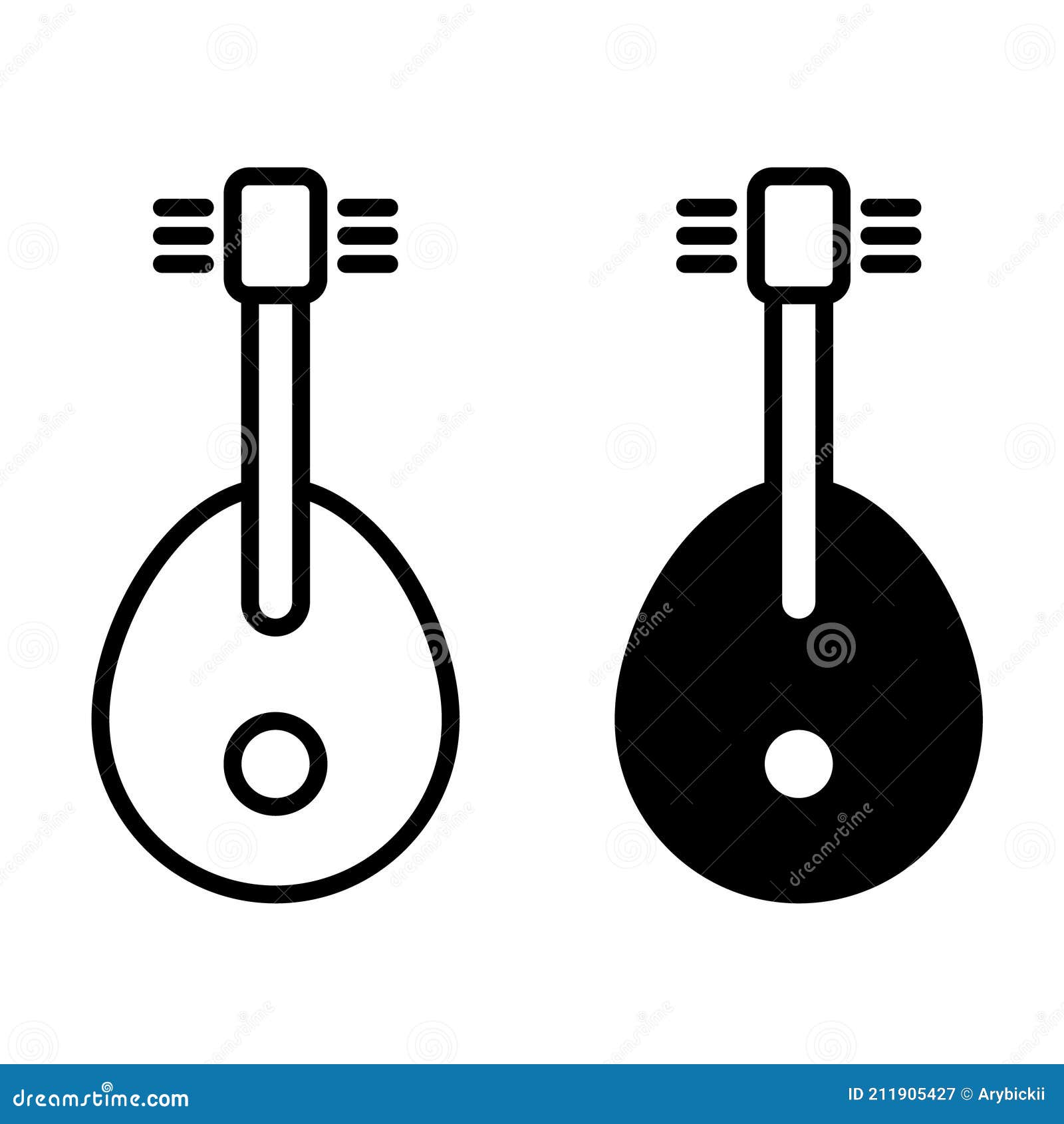 Set of Lute Icon. Thin Linear Lute Outline Icon Stock Vector ...