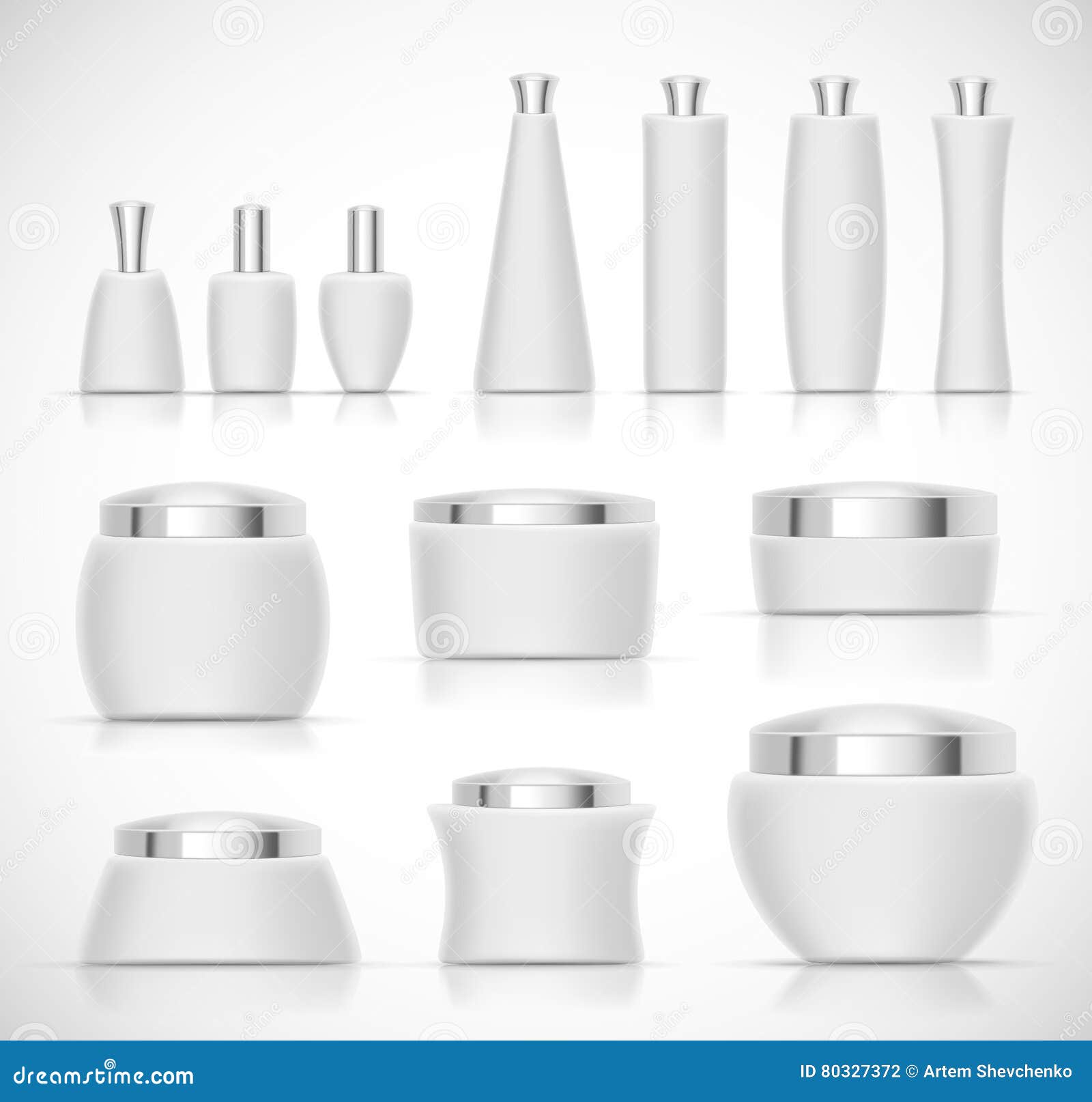 Set of Luxury Cosmetic Packaging Collection with Silver Cap Stock ...