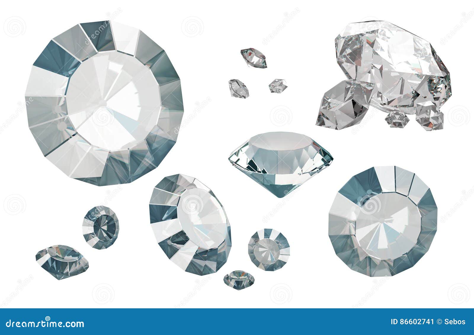 Set Of Luxury Diamonds Isolated On White Backgrounds. Stock Image ...