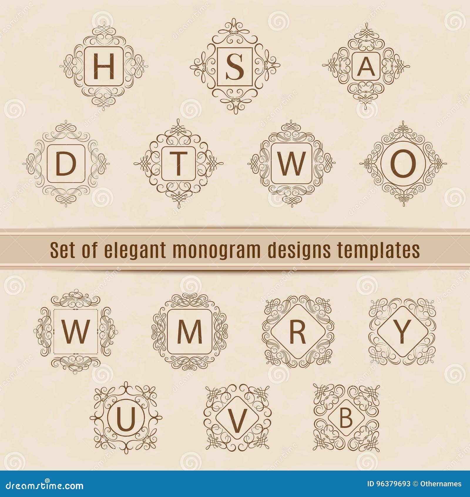 Set of Luxury, Elegant Monogram Design Templates. Labels and Logos ...