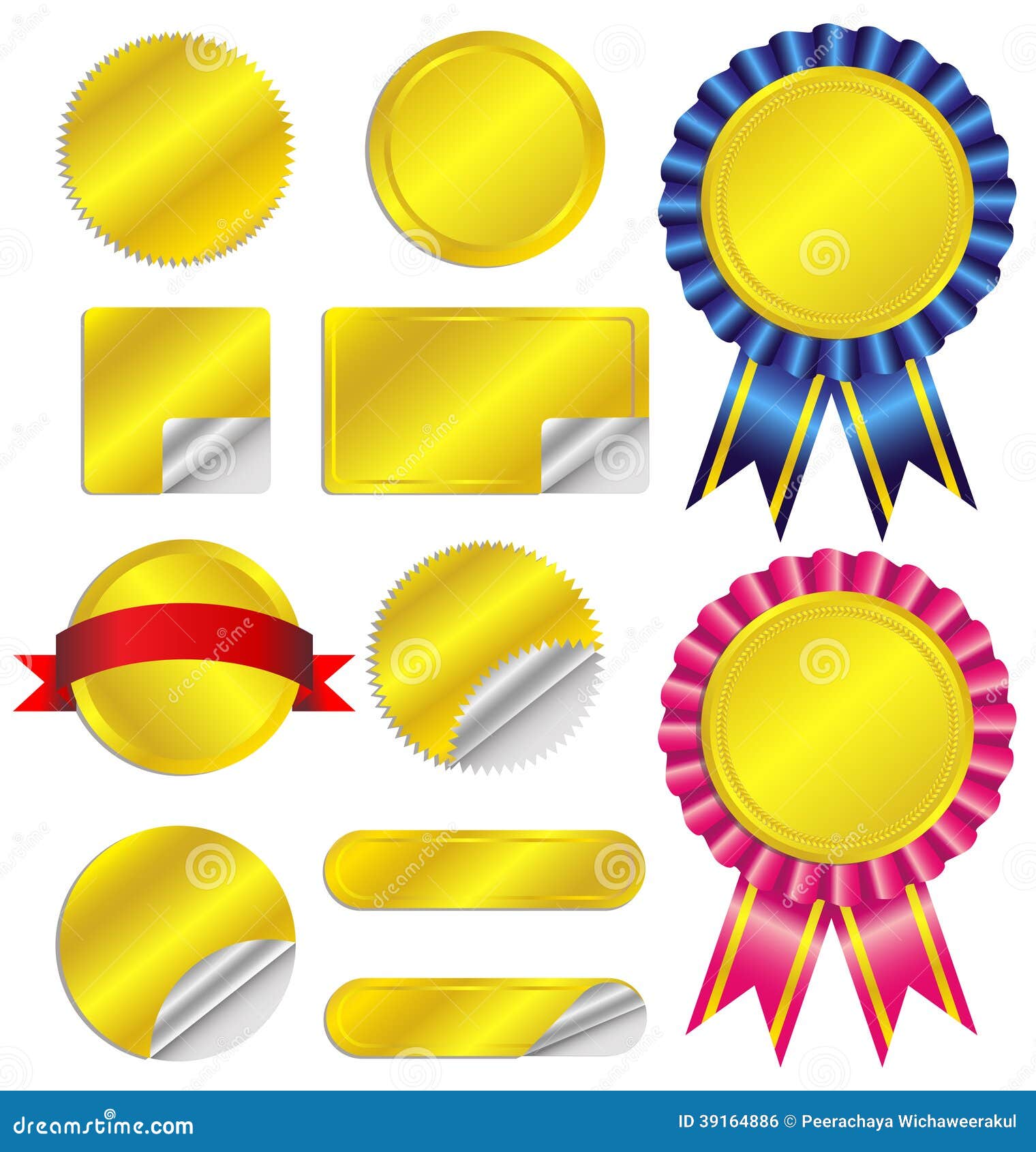 Set Luxury Gold Labels and Ribbons Stock Vector - Illustration of label ...