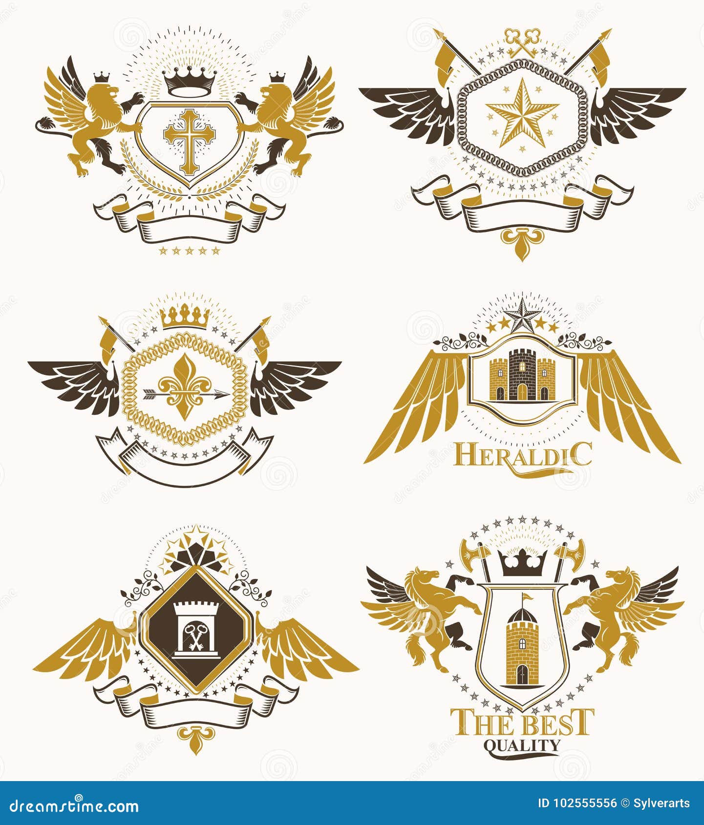 Set of Luxury Heraldic Vector Templates. Collection of Vector Symbolic ...