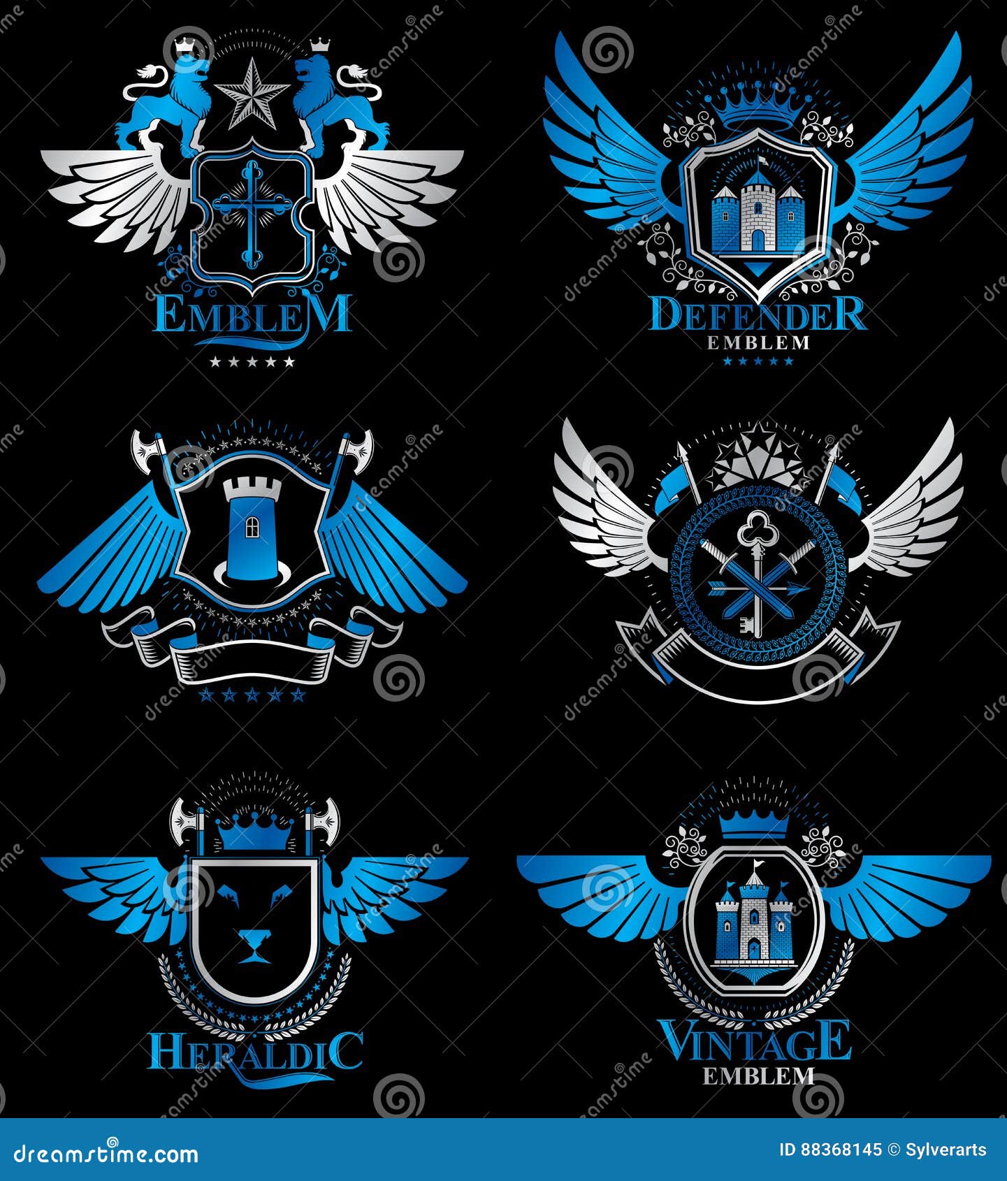 Set of Luxury Heraldic Vector Templates. Collection of Vector Symbolic ...