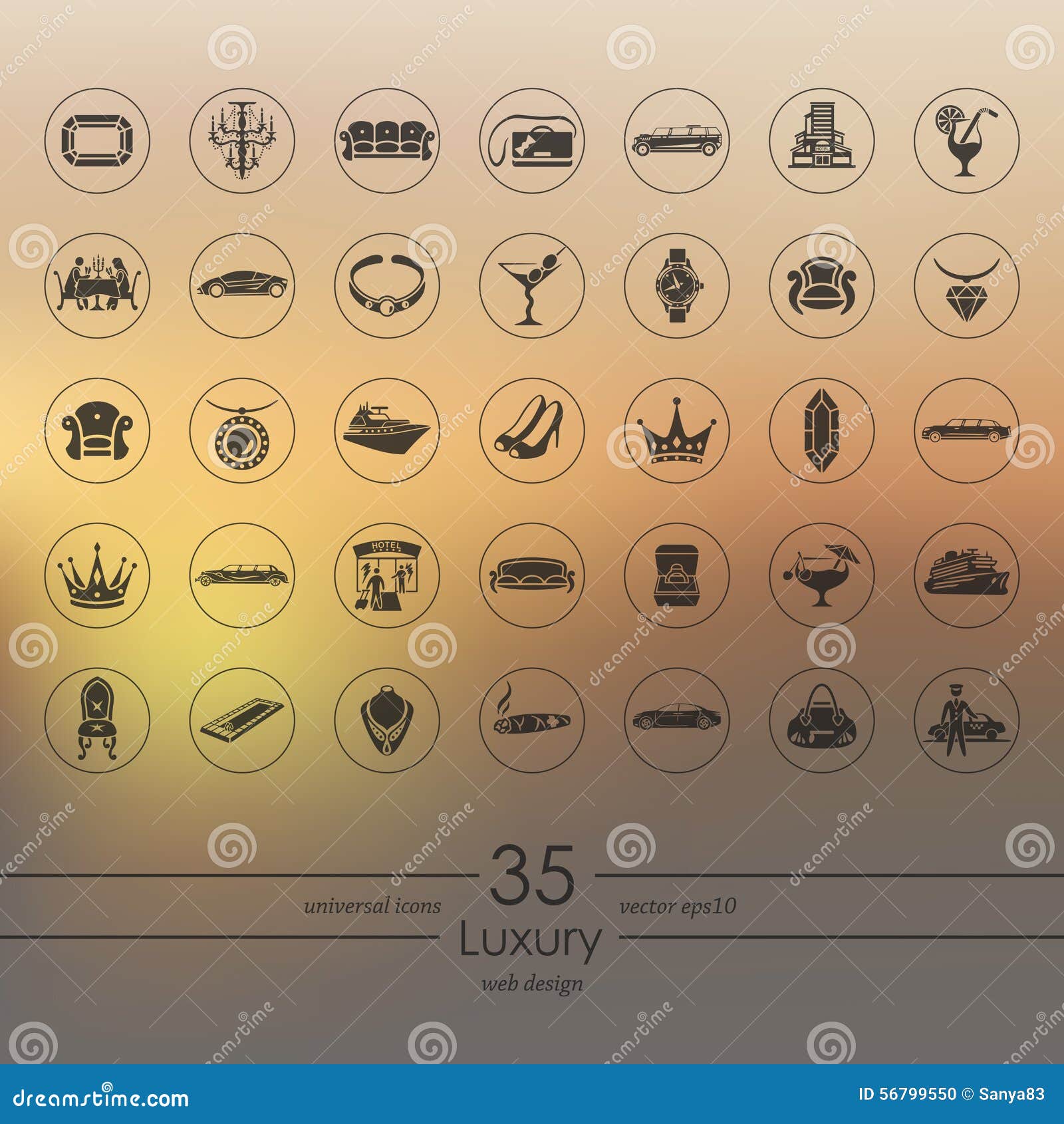 Set of luxury icons stock vector. Illustration of colorful - 56799550