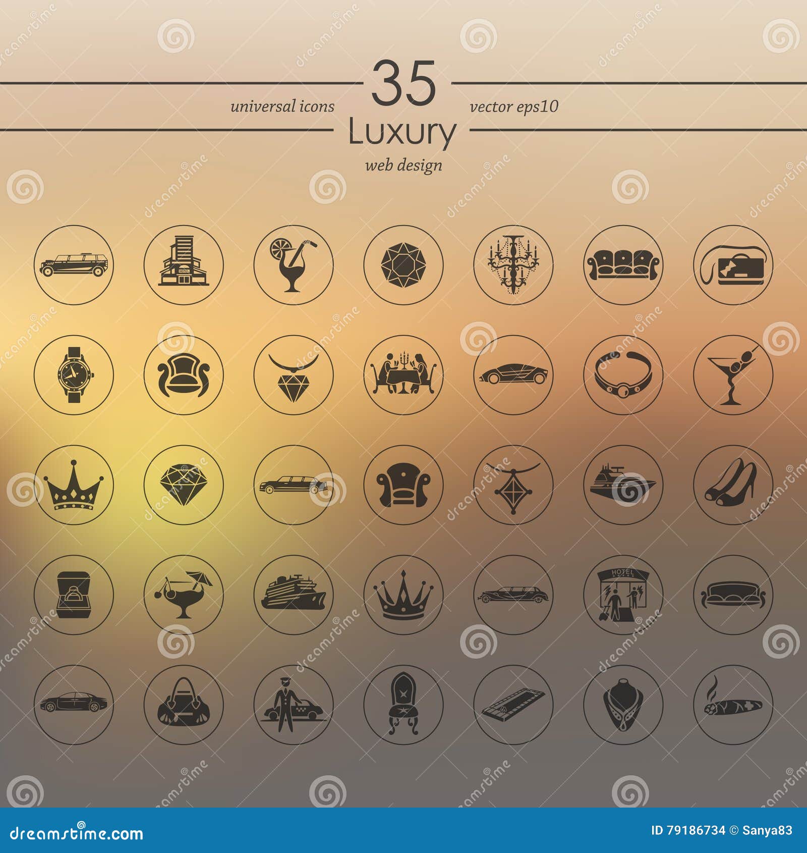 Set of luxury icons stock vector. Illustration of handbag - 79186734