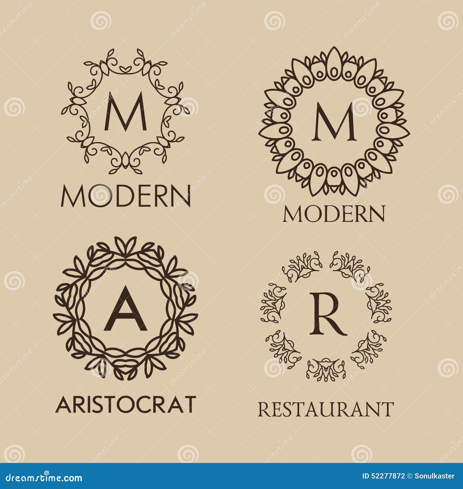 Set of Luxury, Simple and Elegant Monogram Stock Vector - Illustration ...