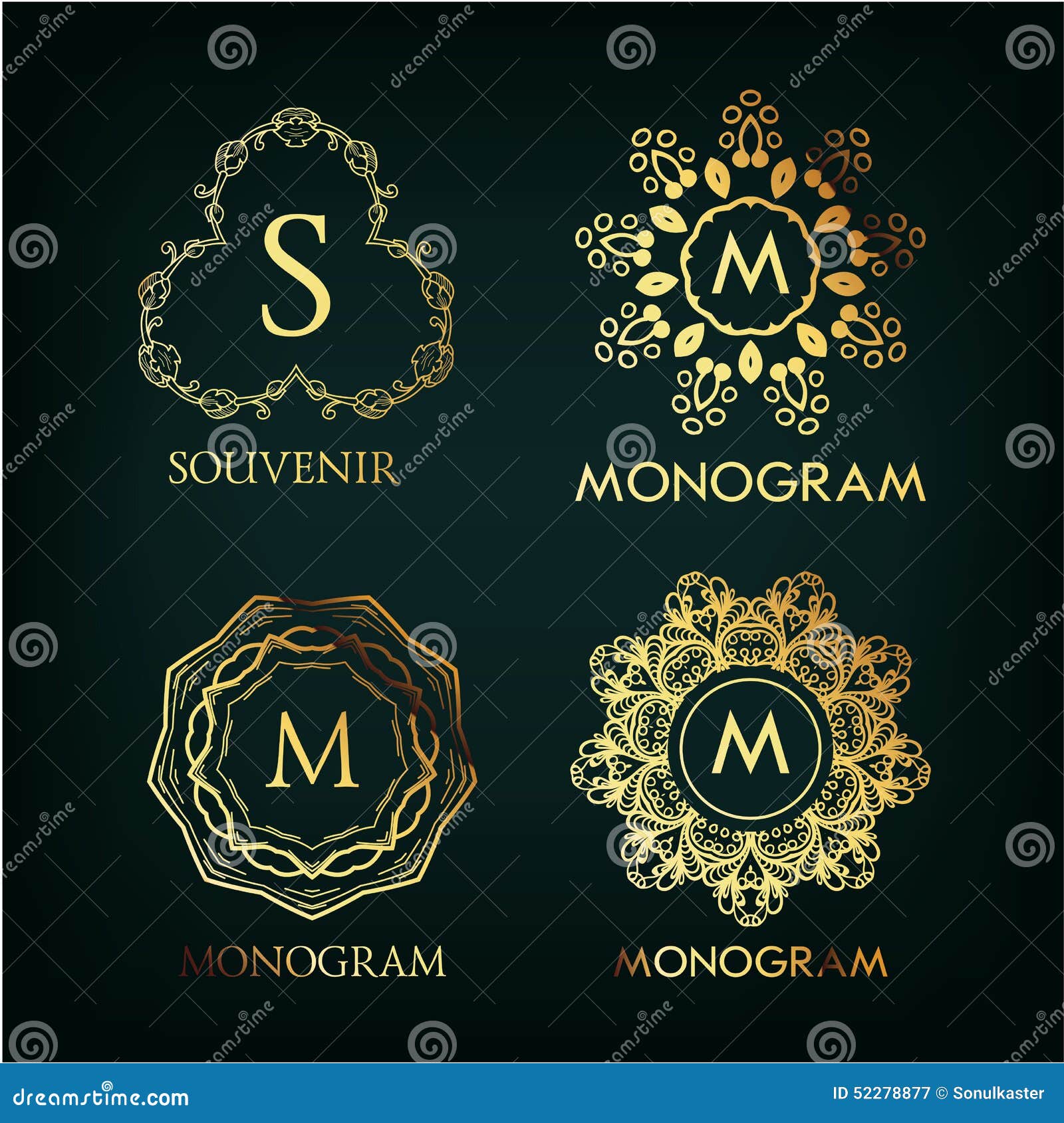 Set of Luxury, Simple and Elegant Monogram Stock Vector - Illustration ...