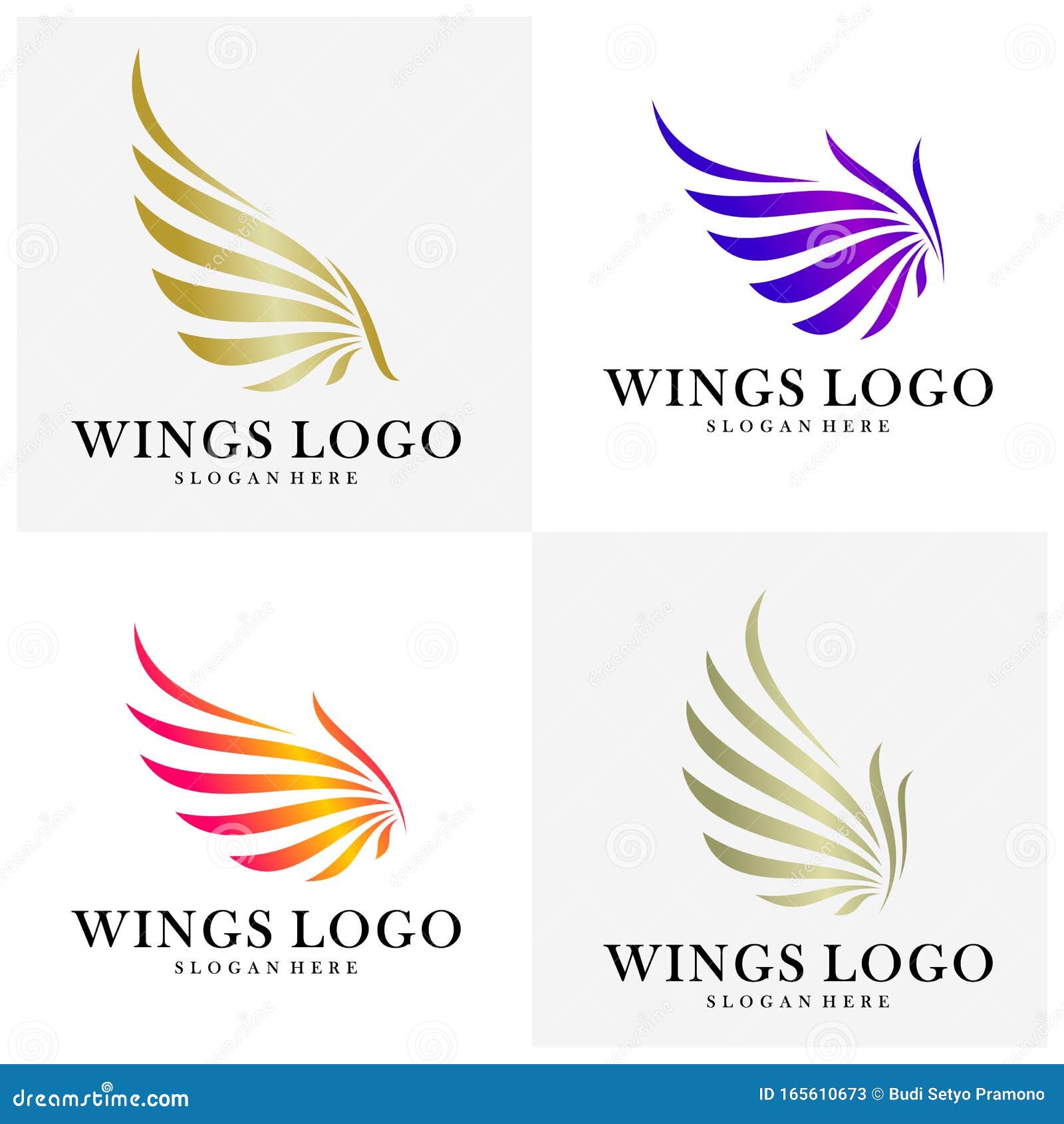 Set of Luxury Wings Logo Design Vector Template. Icon Symbol Stock ...