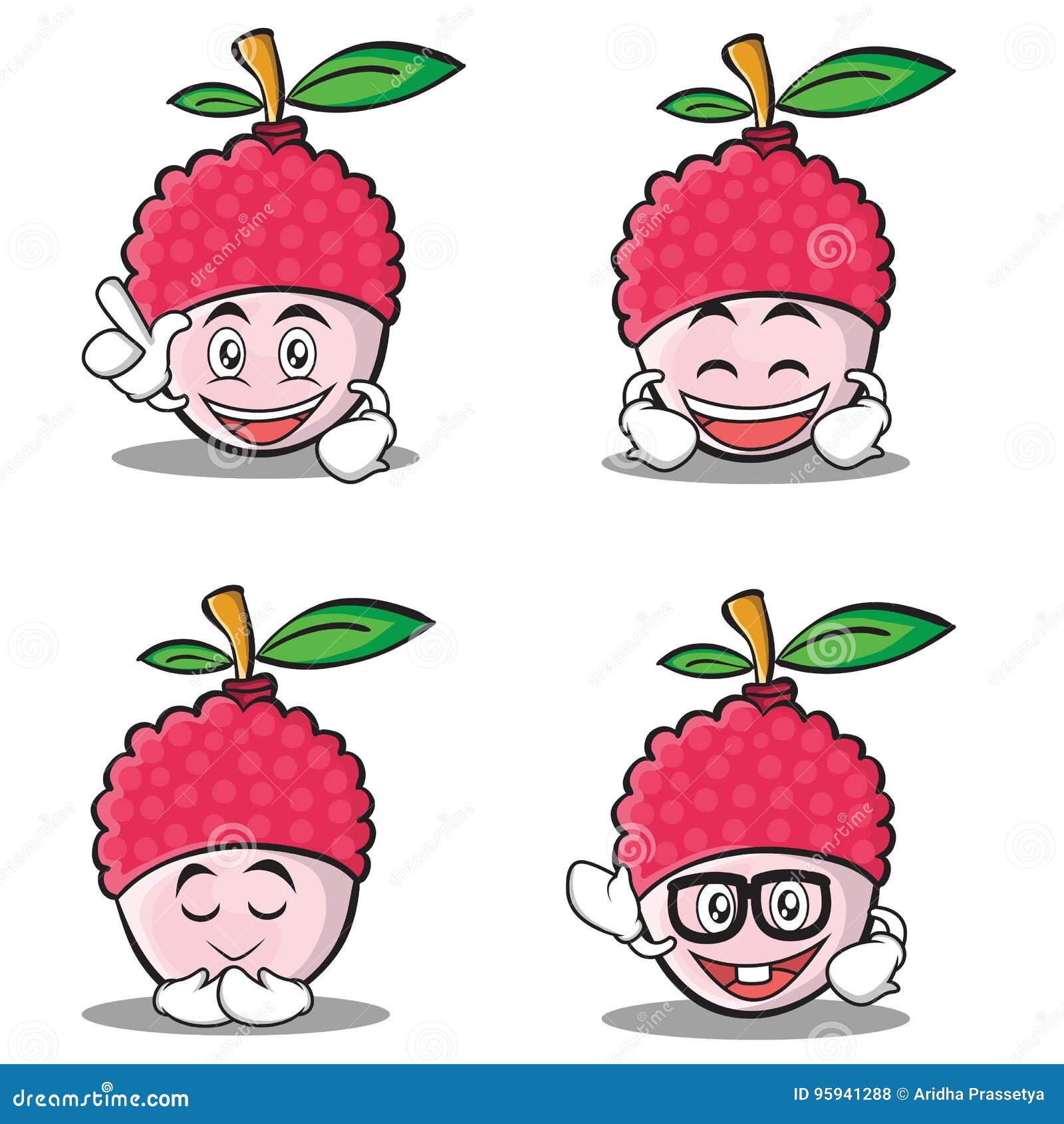 Set of Lychee Cartoon Character Style Collection Stock Vector ...