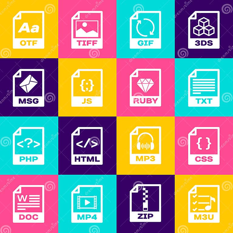 Set M3u File Document Css Txt Gif Js Y Msg Icon. Vector Stock de ...