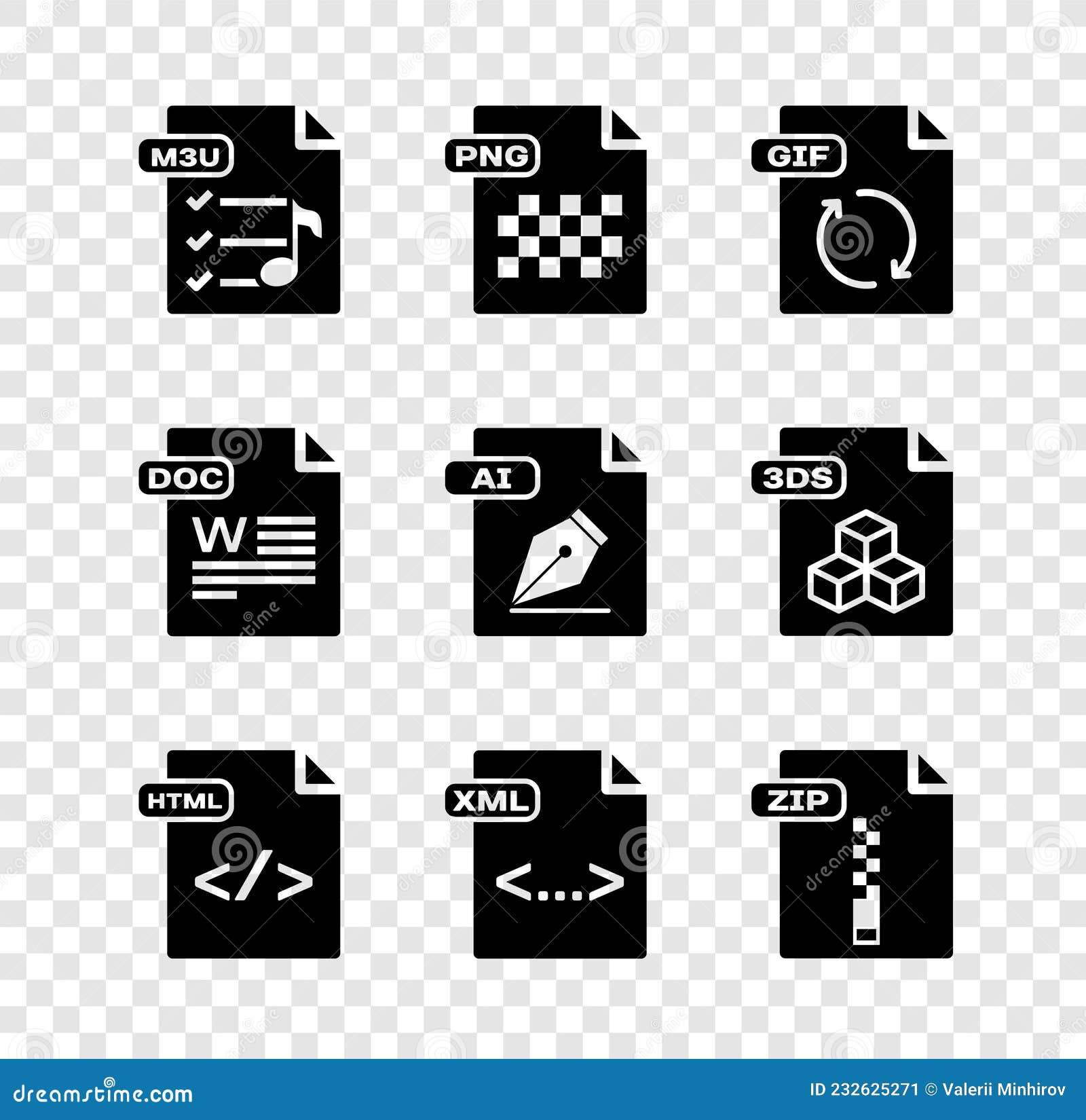 Set M3U File Document, PNG, GIF, HTML, XML, ZIP, DOC and AI Icon ... Set M3U File Document, PNG, GIF, HTML, XML, ZIP, DOC and AI Icon ...