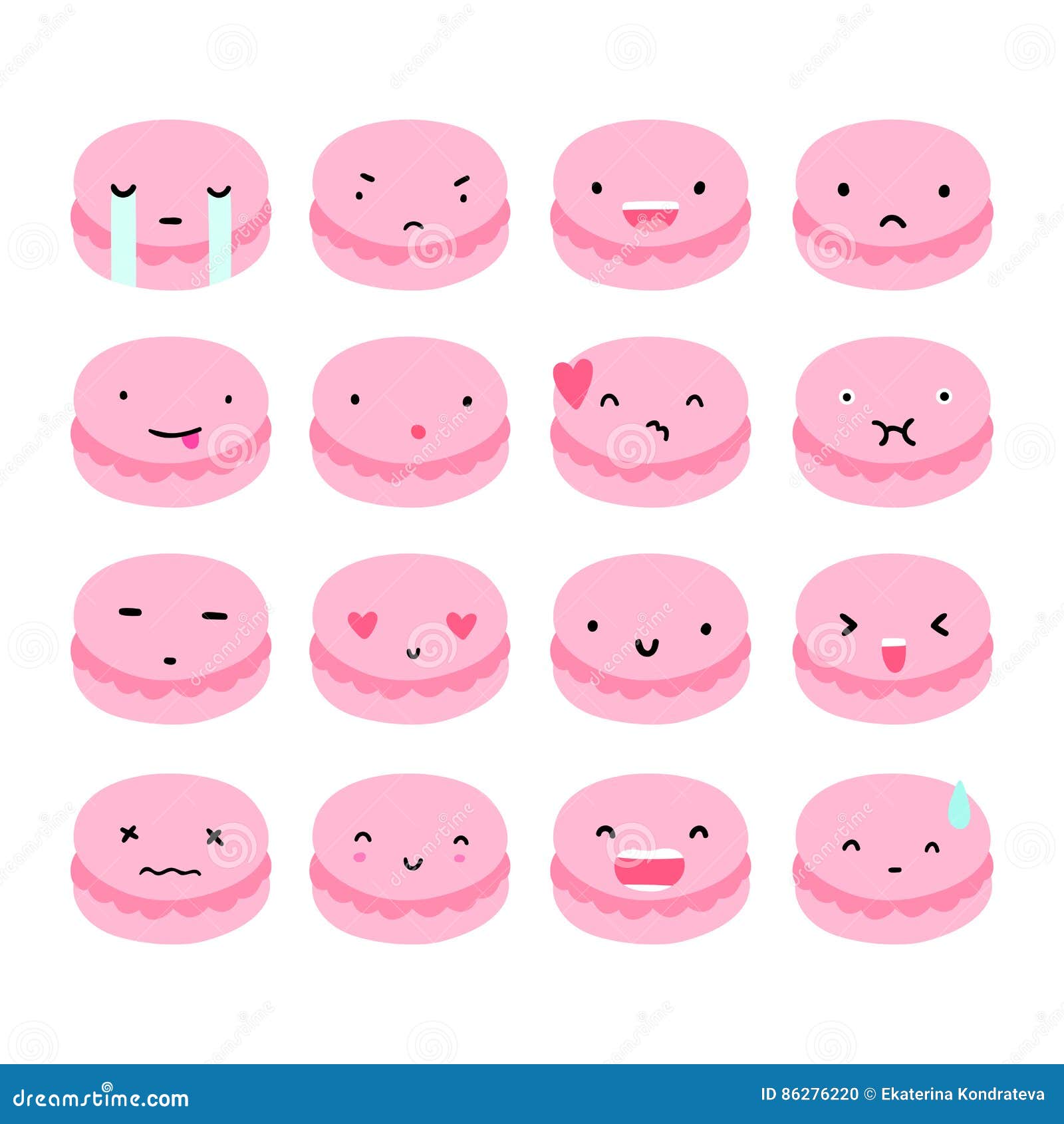 Set of macaroon emoji. stock vector. Illustration of chocolate - 86276220
