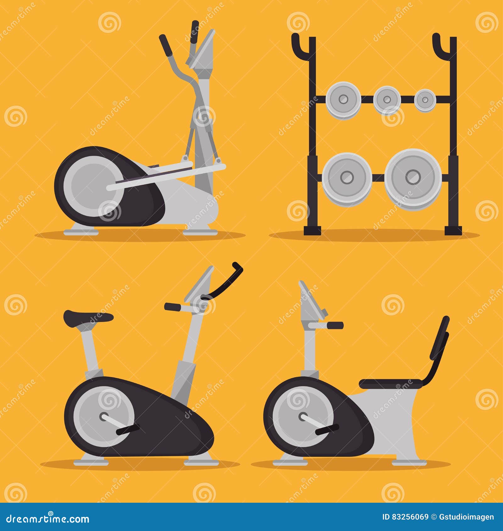 Set Machine Gym Sport Design Stock Illustration - Illustration of ...