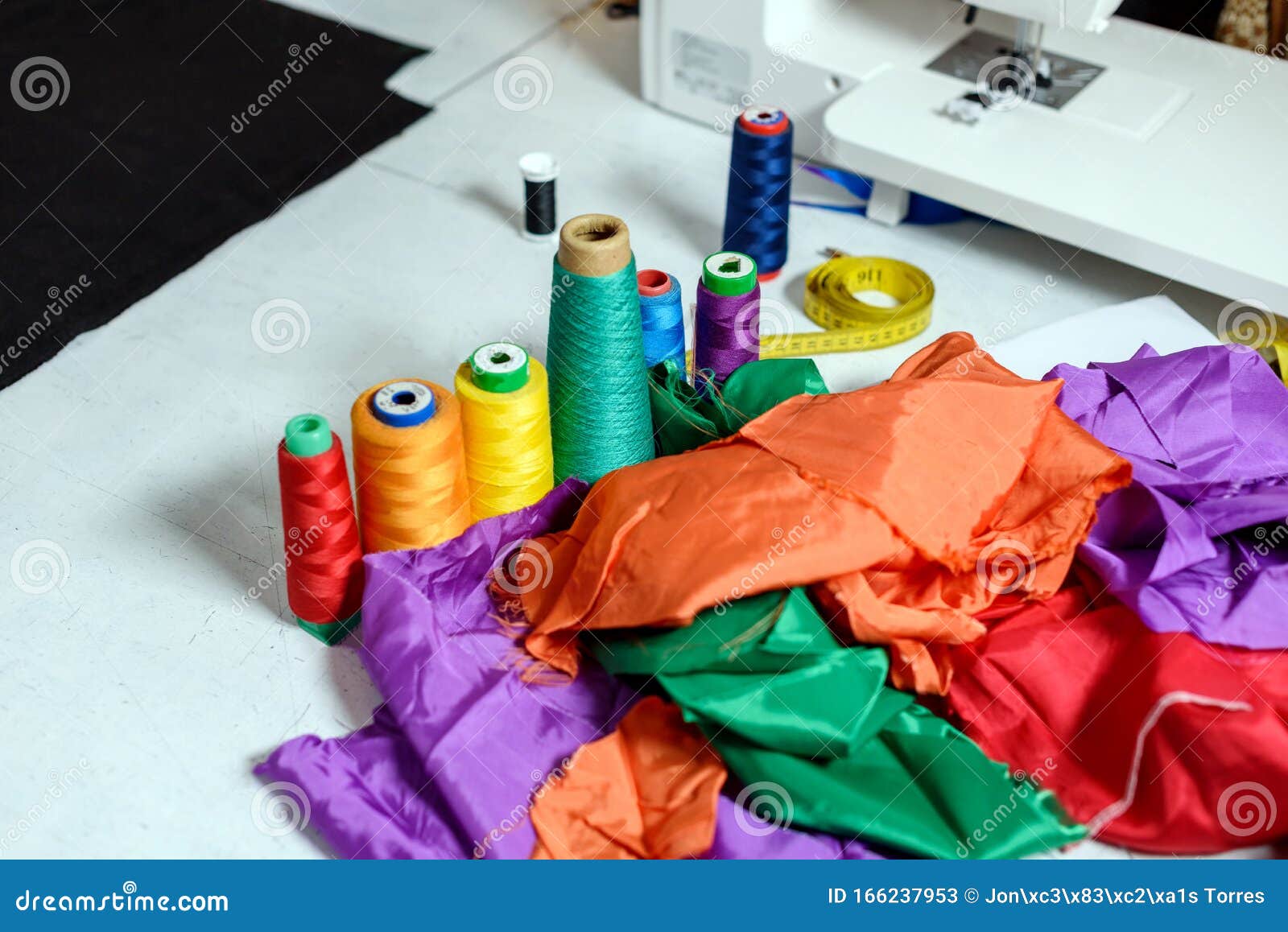 Set of Thread Spools for Machine Sewing Stock Image - Image of green ...