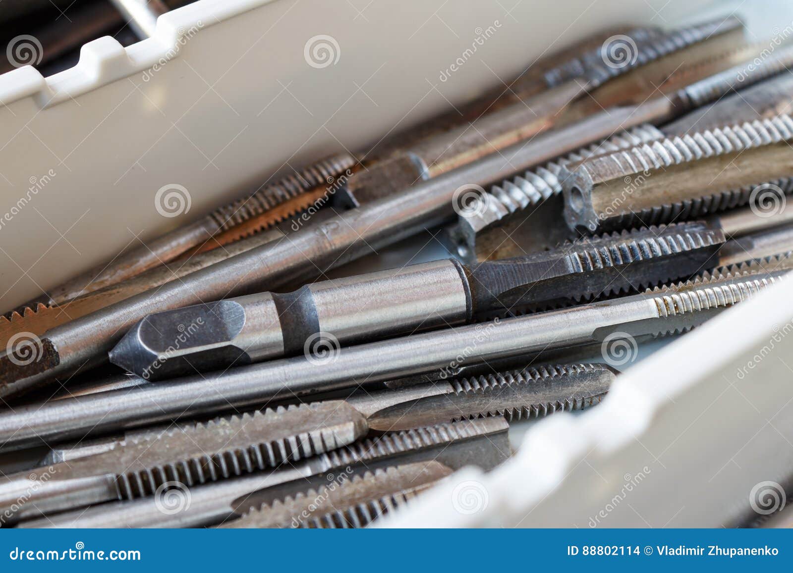 Set of Machine Taps in the Storage Box Stock Photo - Image of factory ...