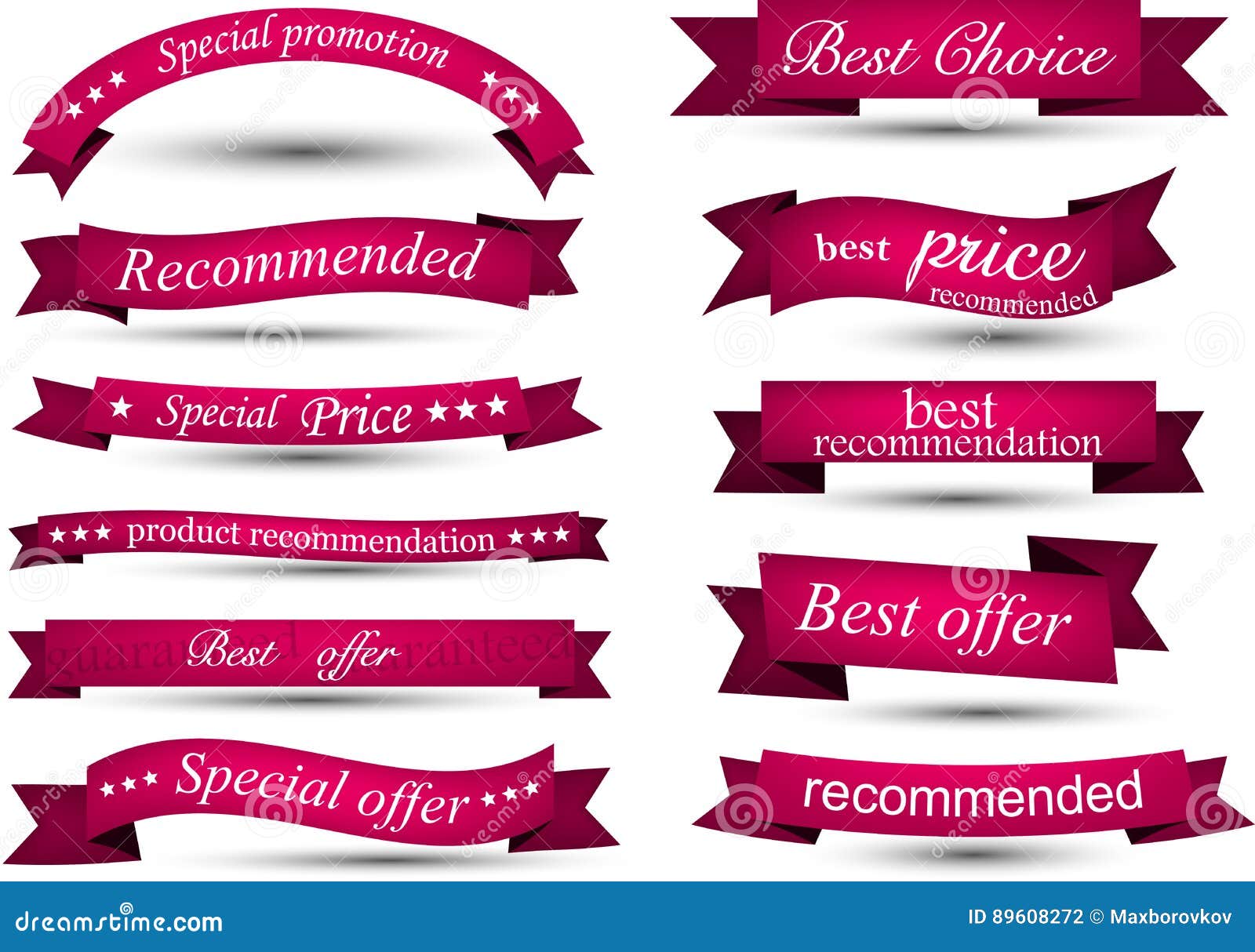 Set of magenta ribbons. stock vector. Illustration of celebration ...