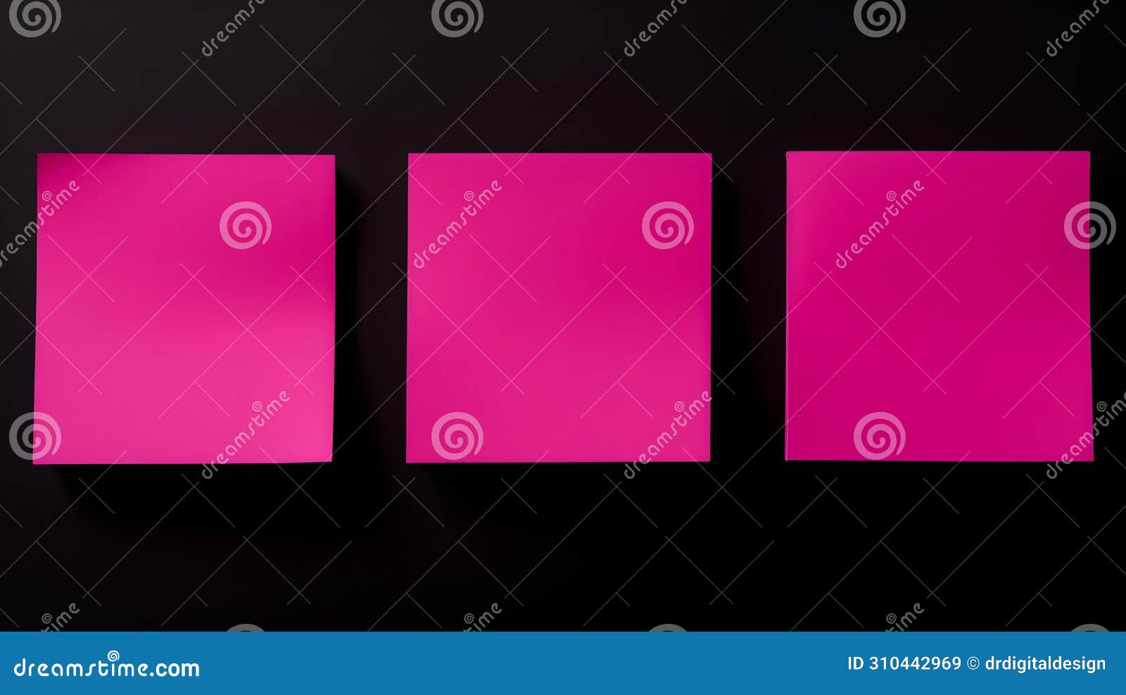 Set of Magenta Square Paper Notes on a Black Background. Brainstorming ...