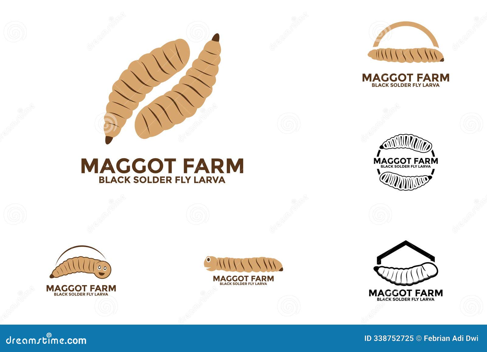 Set Of Maggot Logo Vector, Caterpillar Logo Icon, Vector Set Of Larva ...