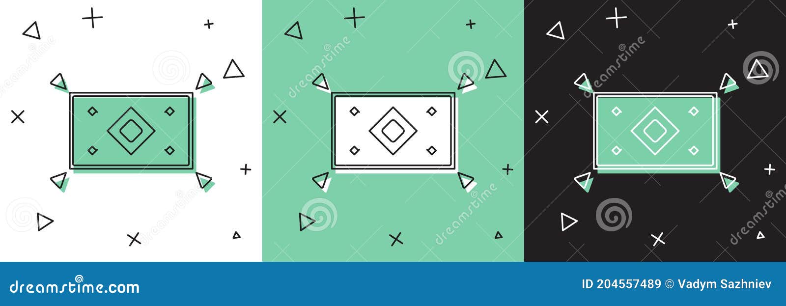 Set Magic Carpet Icon Isolated on White and Green, Black Background ...
